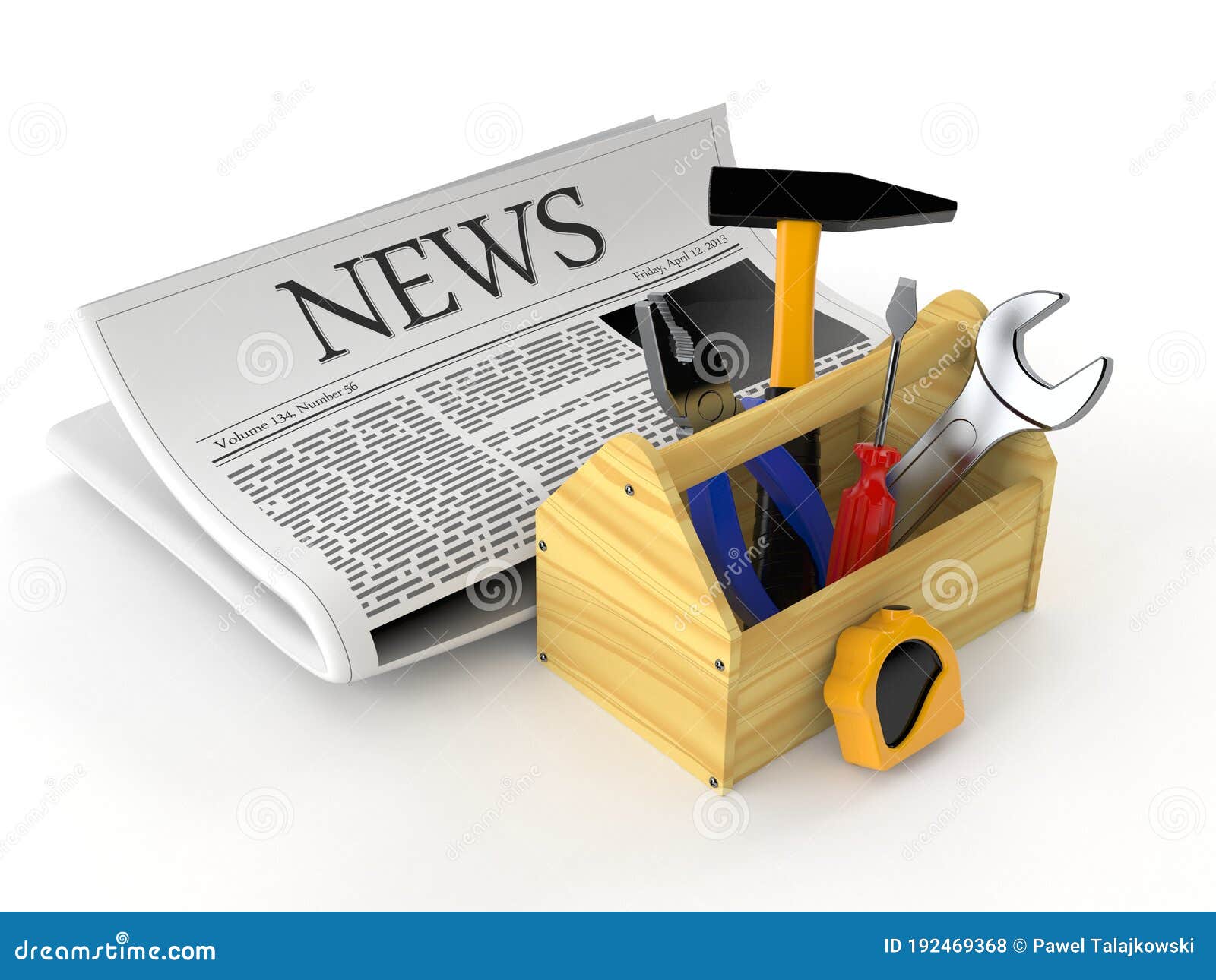 Toolbox with newspaper stock illustration. Illustration of journalist ...