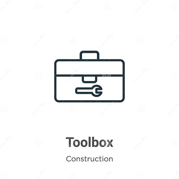 Toolbox Outline Vector Icon. Thin Line Black Toolbox Icon, Flat Vector ...
