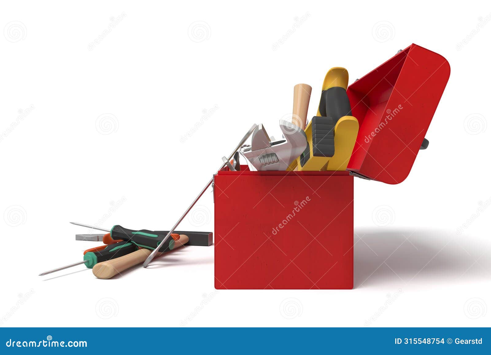 Partially Open Toolbox with Tools Stock Illustration - Illustration of ...