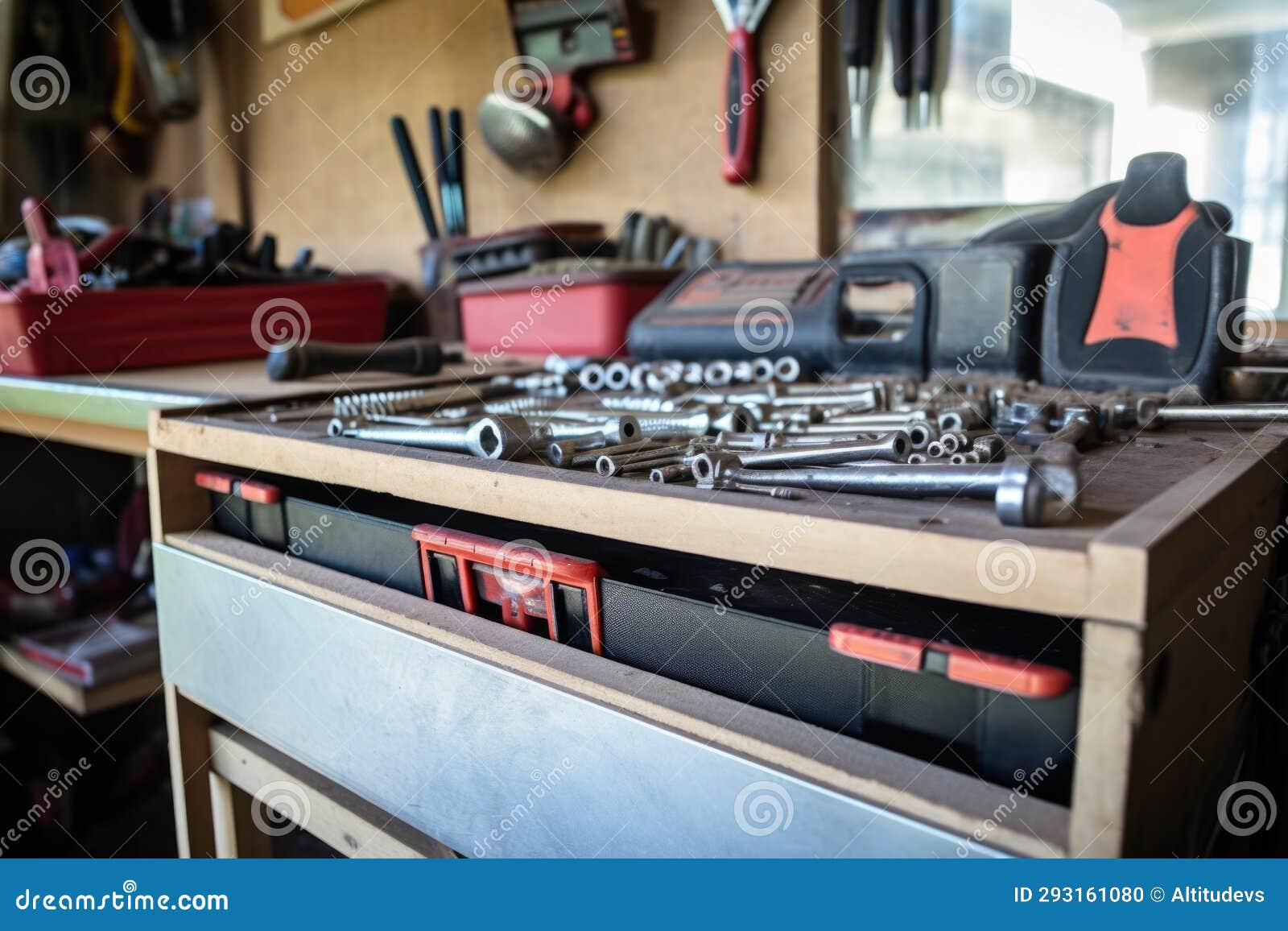 Toolbox Ready with Common Hand Tools on Workbench Stock Photo - Image ...