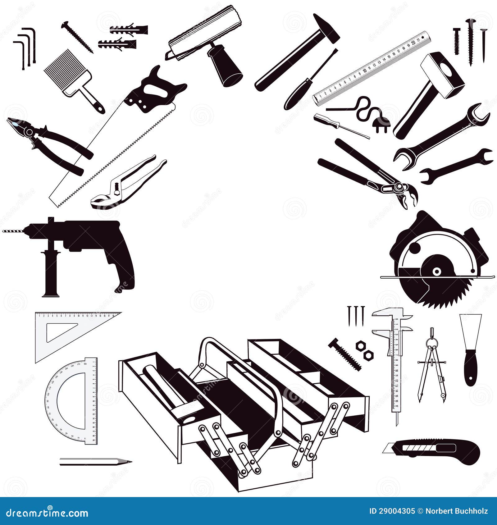 Toolbox and toolkit stock vector. Illustration of black - 29004305