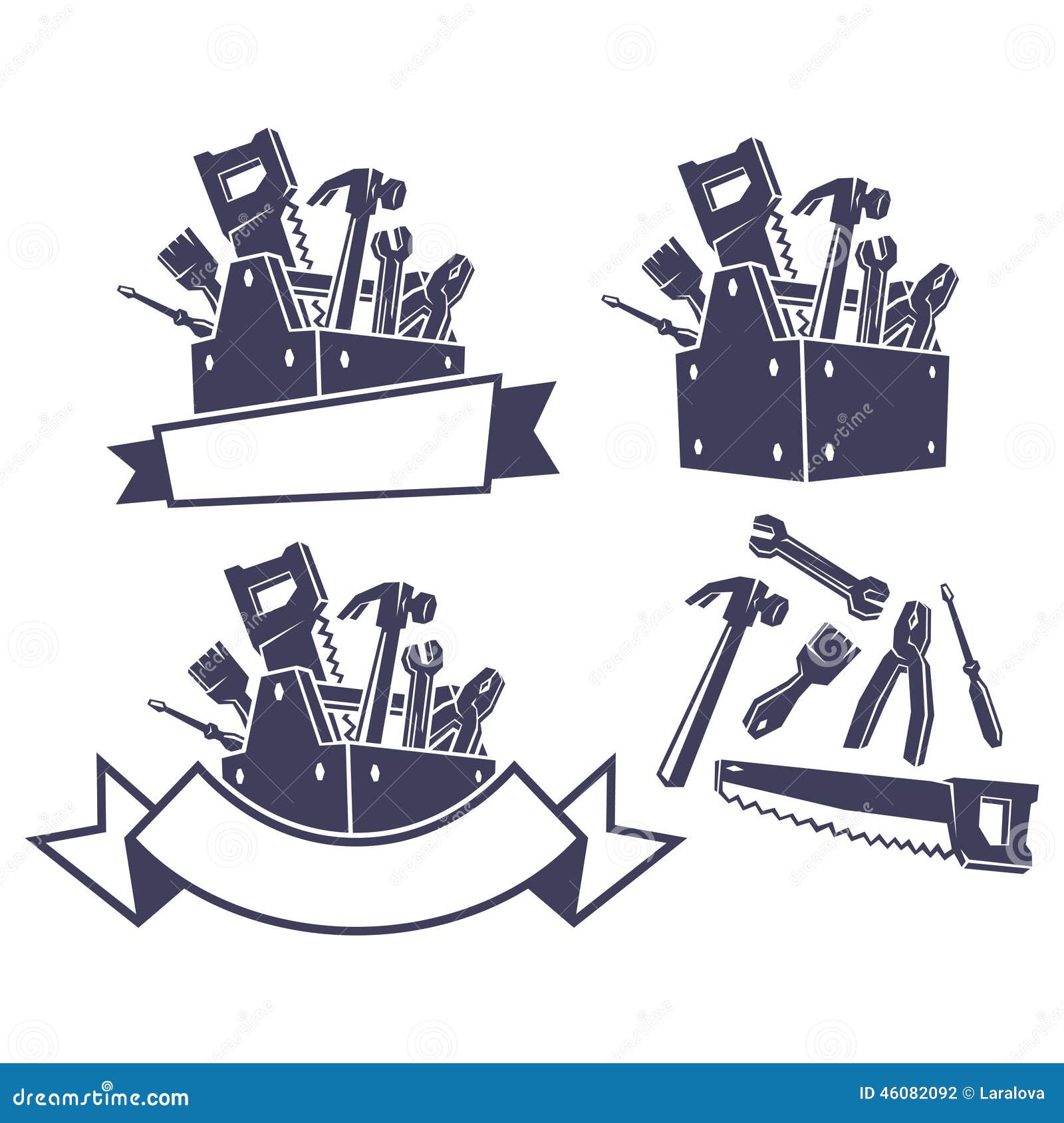 Toolbox with Tools, Design Elements Stock Vector - Illustration of ...