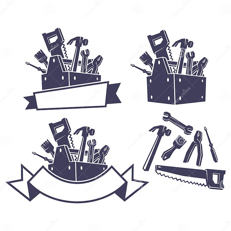 Toolbox with Tools, Design Elements Stock Vector - Illustration of ...