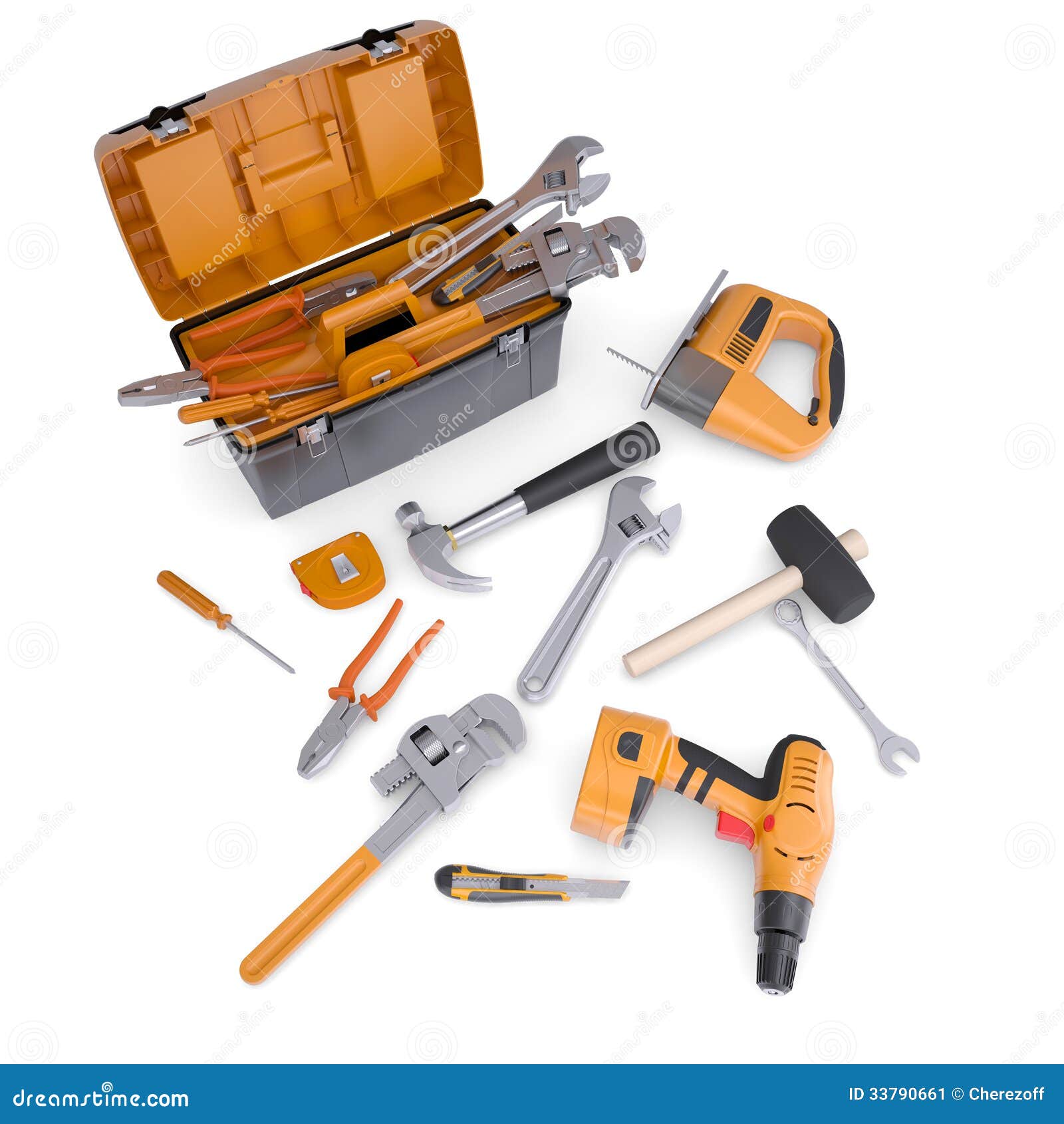 Toolbox and tools stock illustration. Illustration of hardware - 33790661