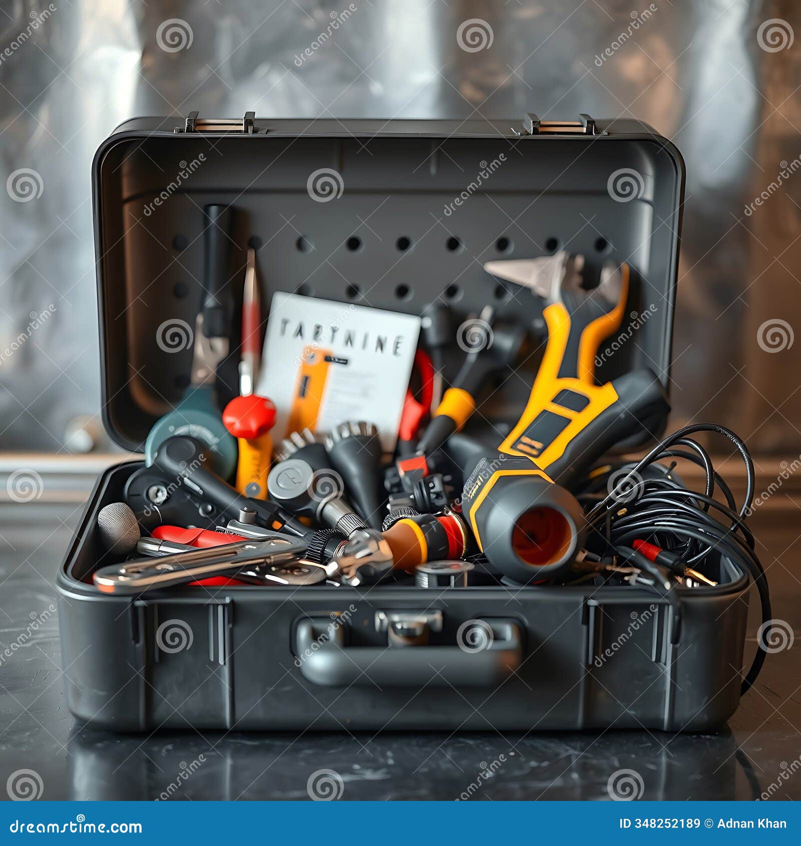 A Toolbox with Various Electrical Tools Spilling Out Placed on a ...
