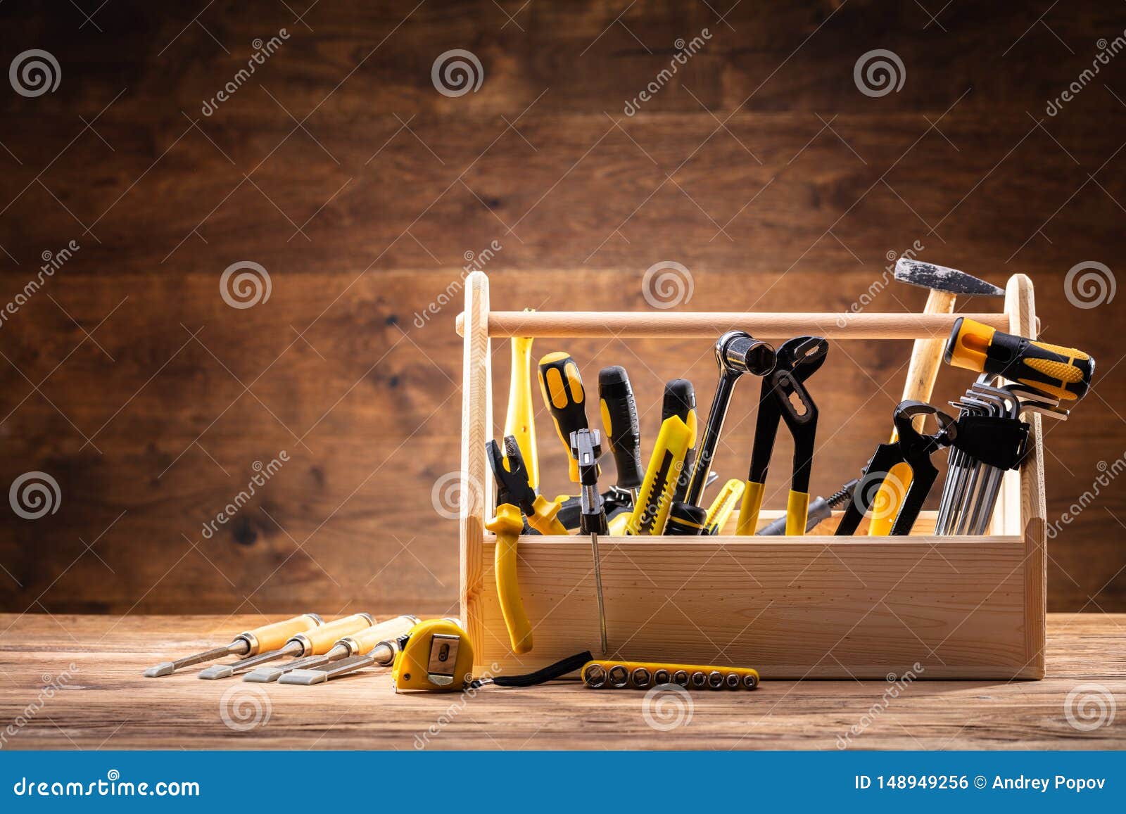 Toolbox with Various Worktools Stock Photo - Image of arrangement ...