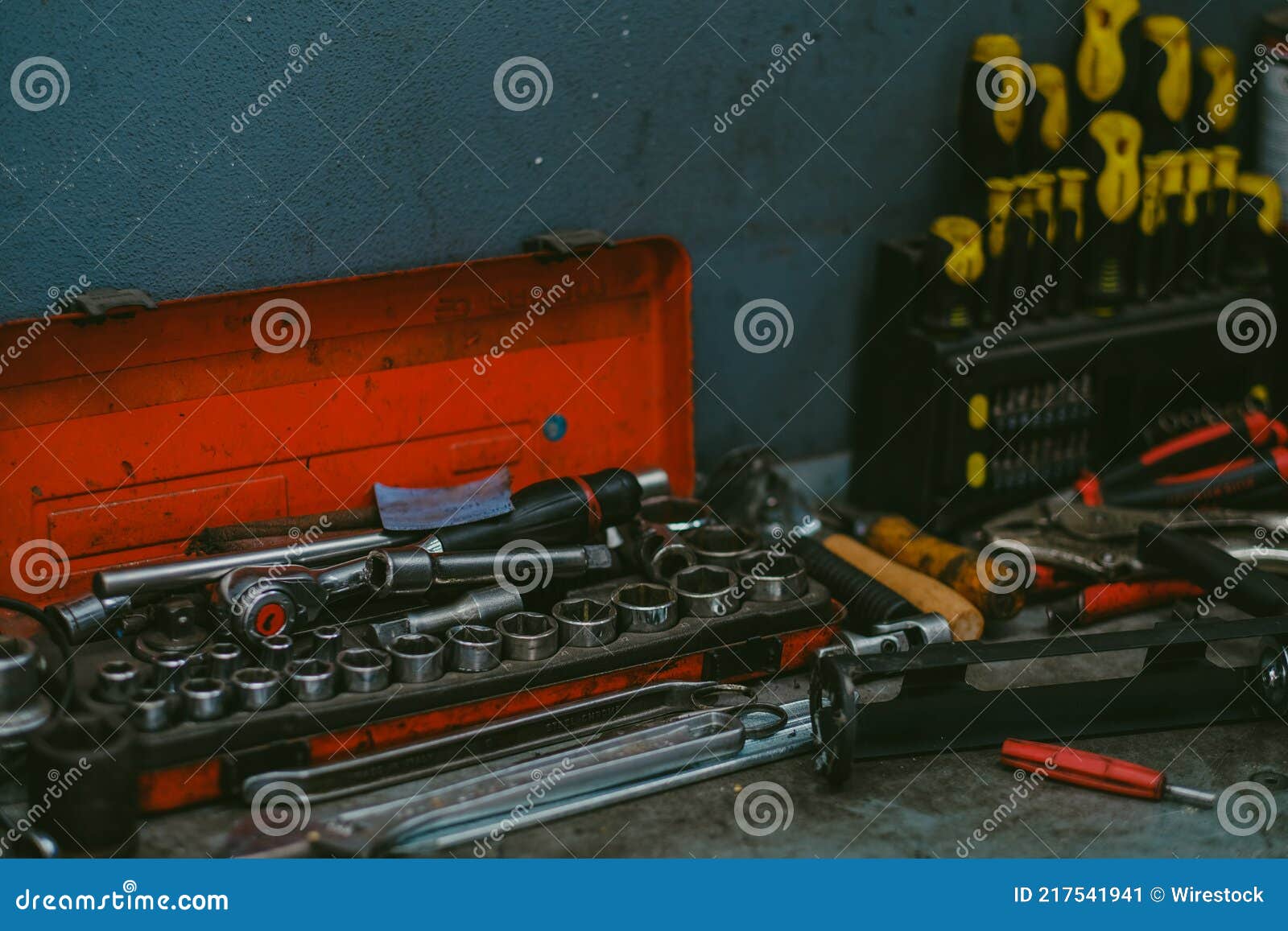 Toolbox in a Workshop with Screws, Bolts and Wrenches Stock Image ...
