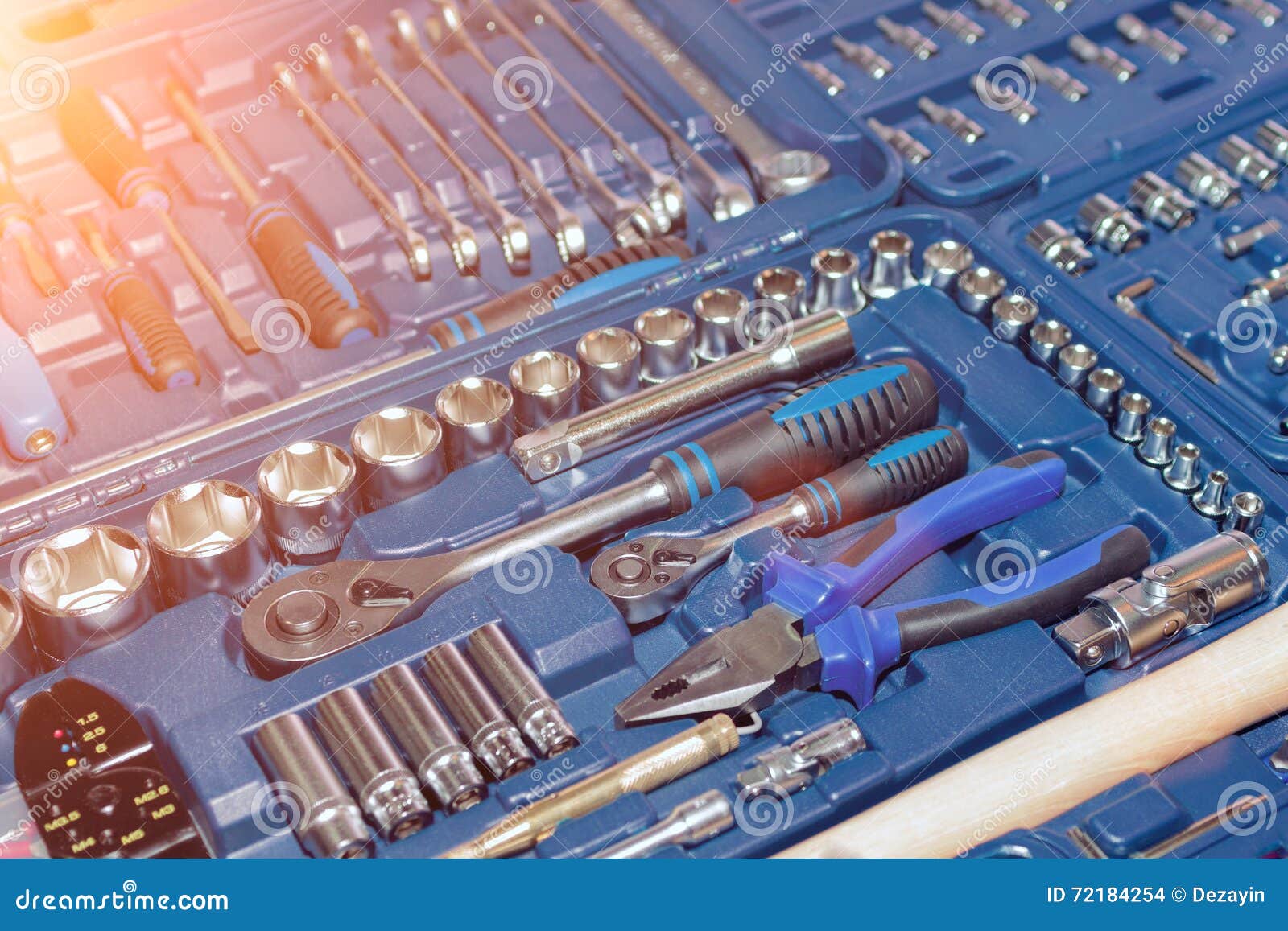 Toolboxes and Toolkit in the Shop Stock Photo - Image of hand ...