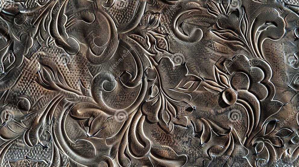 A Tooled Grey Leather Seamless Pattern, Capturing Its Intricate Details ...