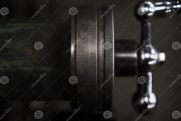 Close Up Detail of Steel Chrome or Round Tooling Adjustment Dial Stock ...