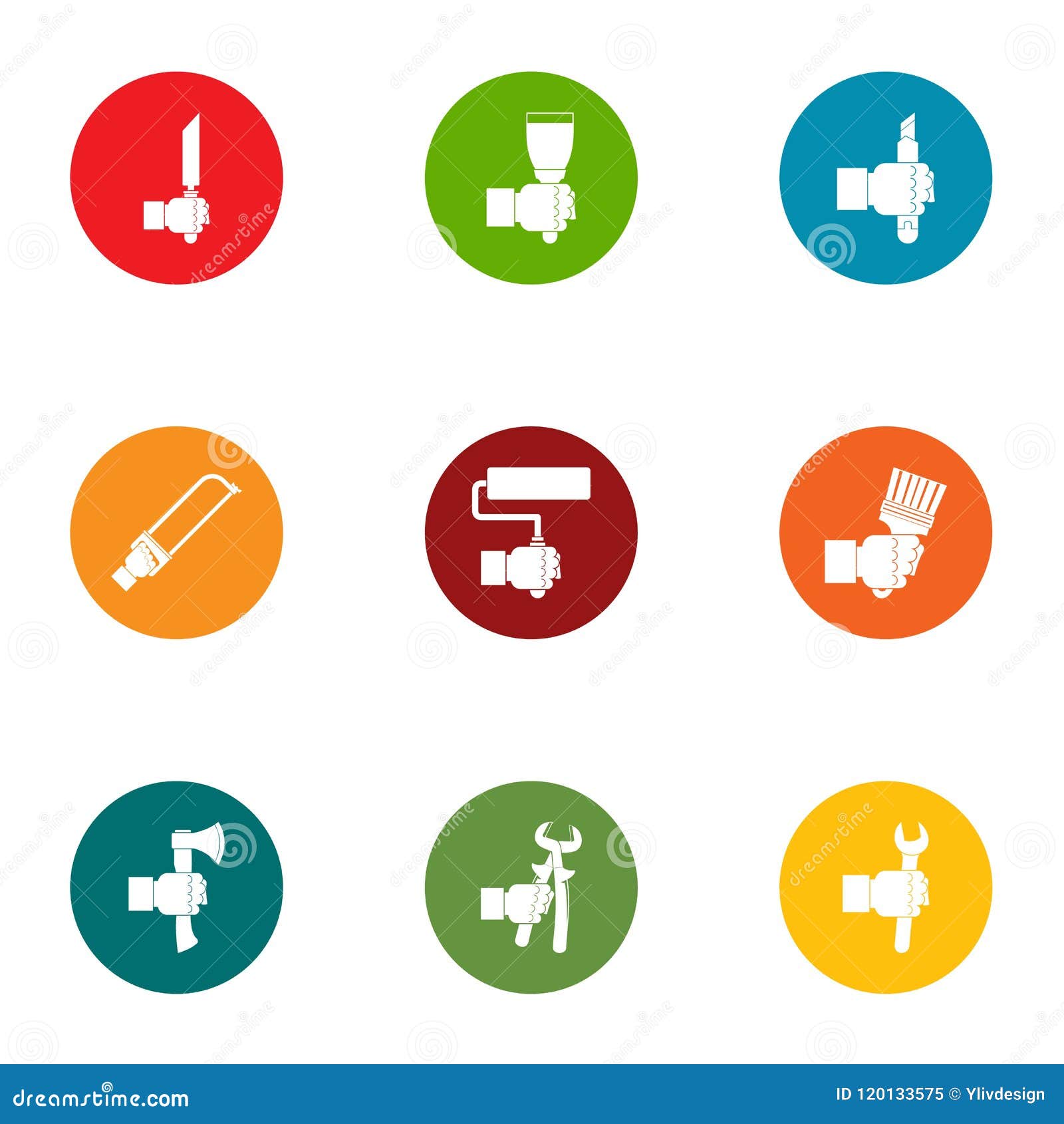 Tooling Icons Set, Flat Style Stock Vector - Illustration of flat ...