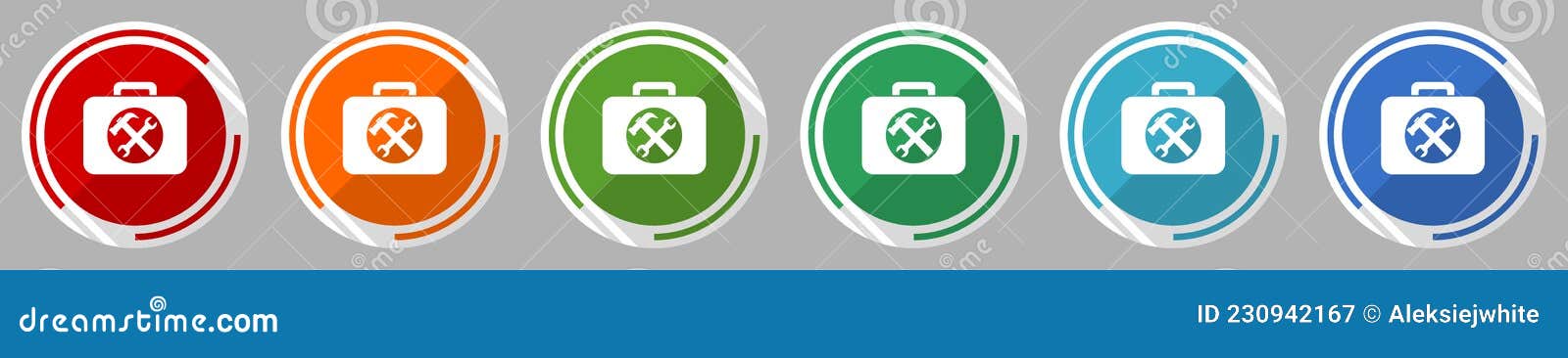 Toolkit Icon Set, Vector Illustration in 6 Colors Options for Webdesign ...