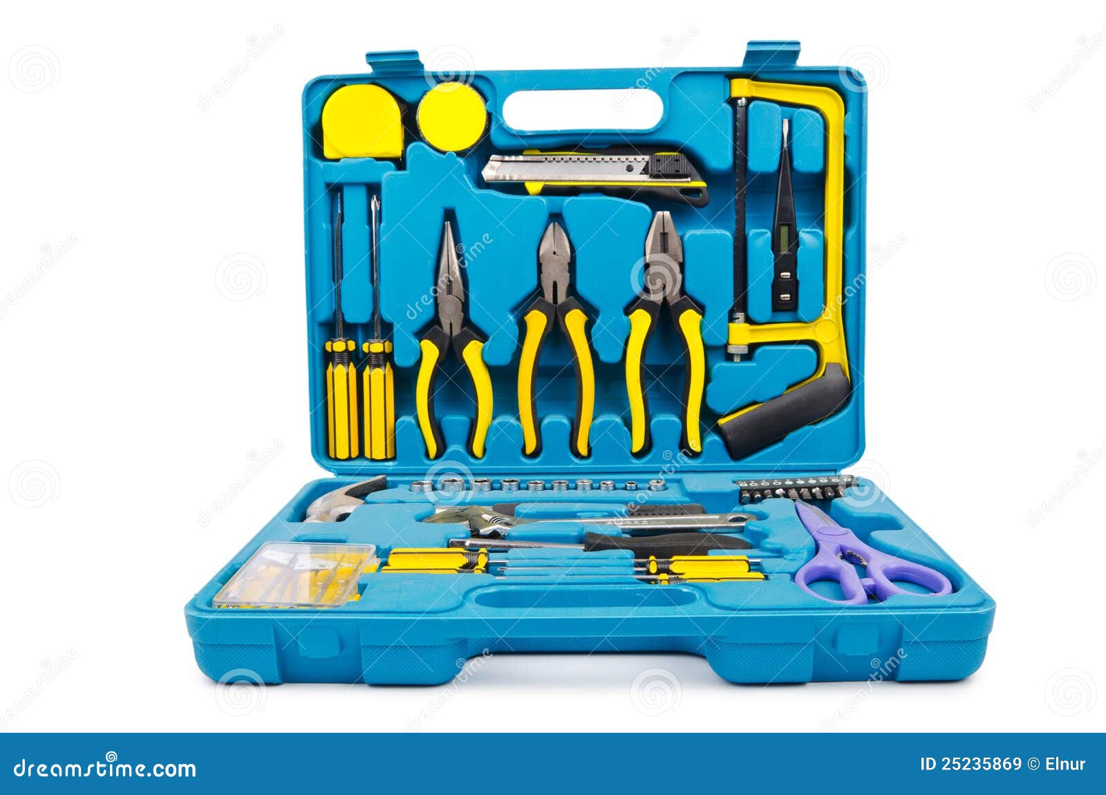 Toolkit with Many Tools on White Stock Image - Image of hardware ...