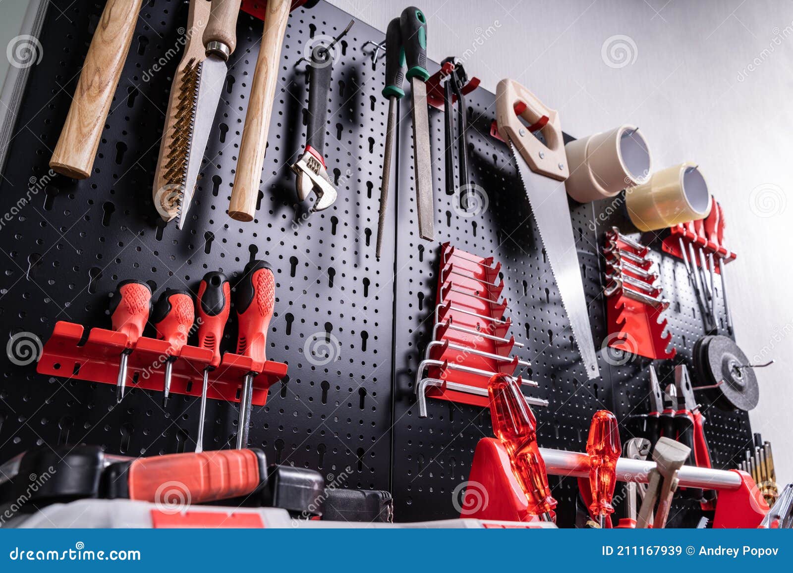 Toolkit Tools on Wall stock image. Image of toolkit - 211167939