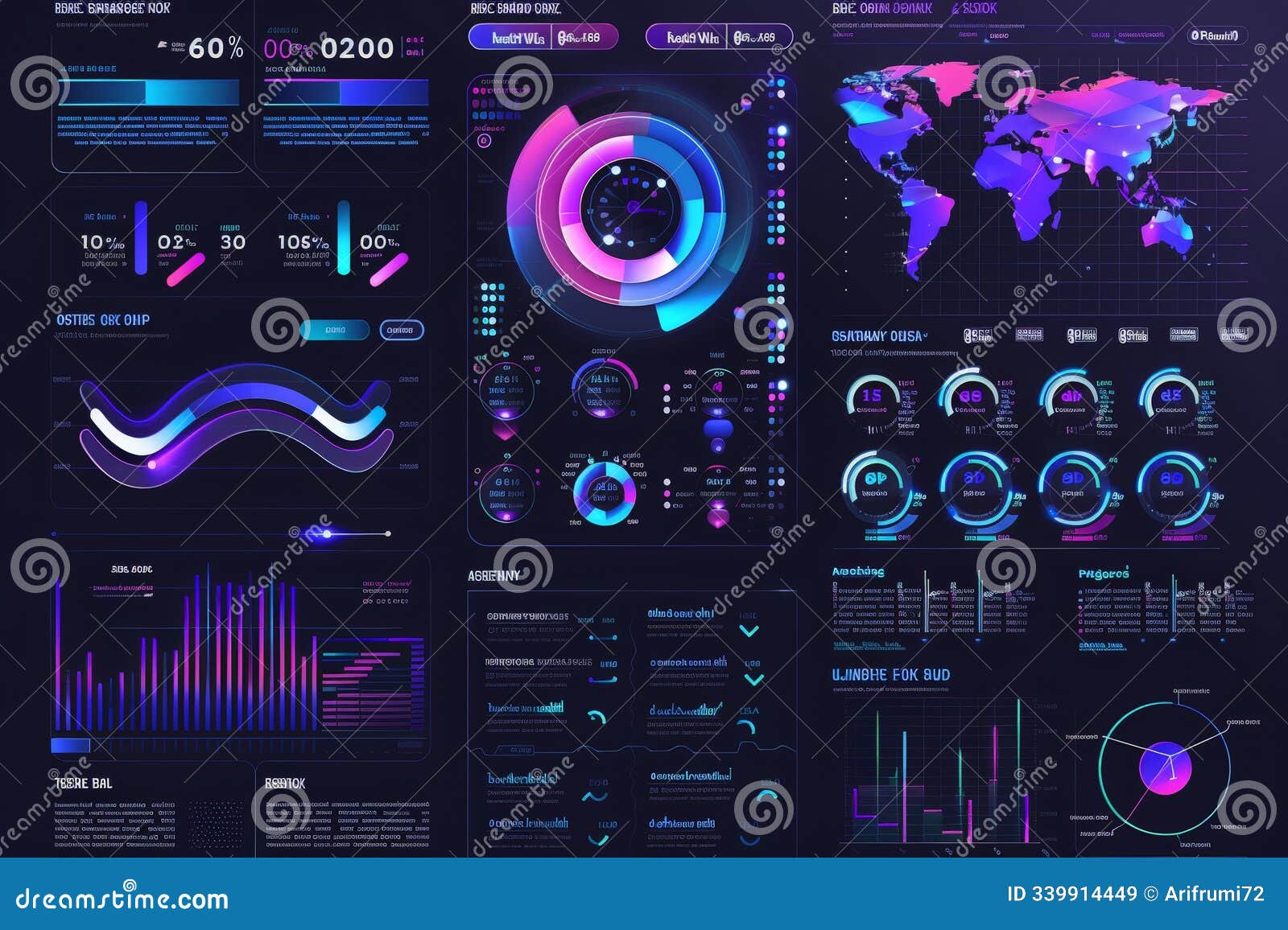 Toolkit Ui Ux Dashboard Infographic Template With Big Data Visualization Pie Charts Workflow