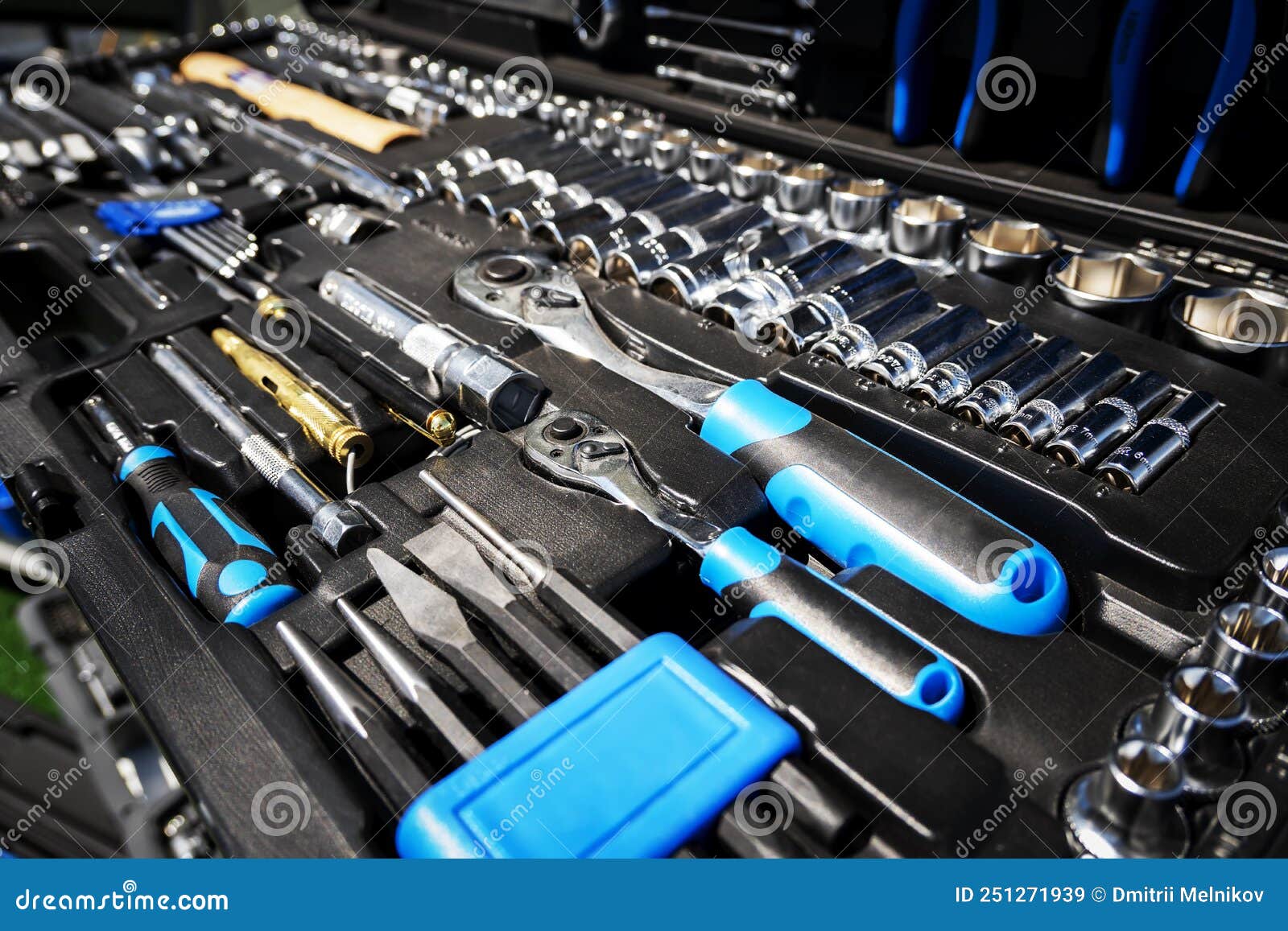 Toolkit of Various Tools in Box Stock Image - Image of storage, metal ...