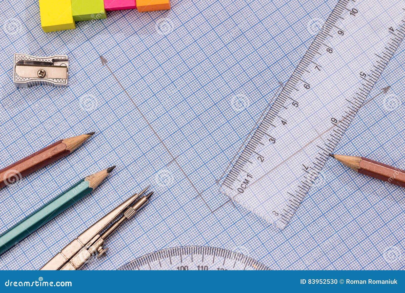 Tools Above Blue Graph Paper. Stock Photo - Image of graphic ...