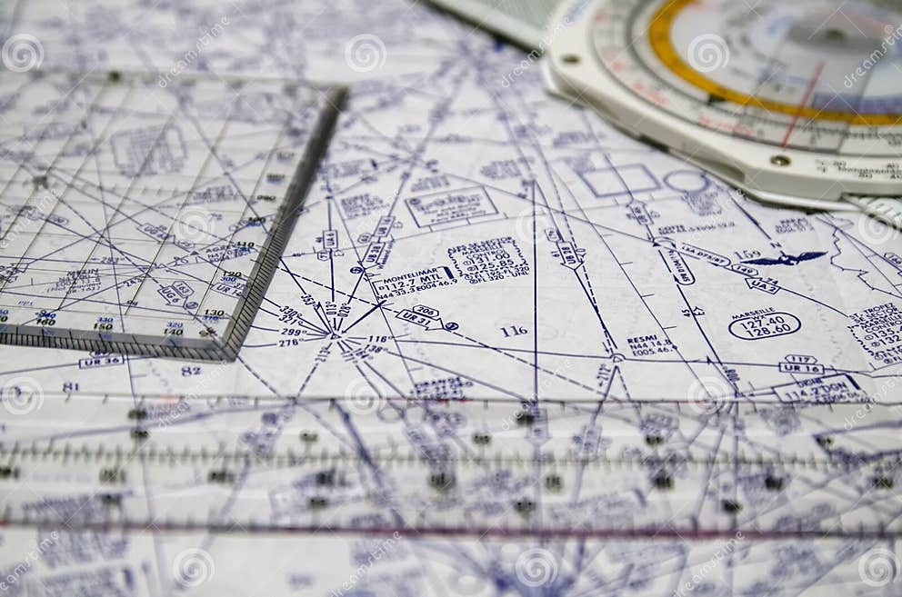 Tools for Airplane Pilots Consisting of Navigation Computer, Protractor ...