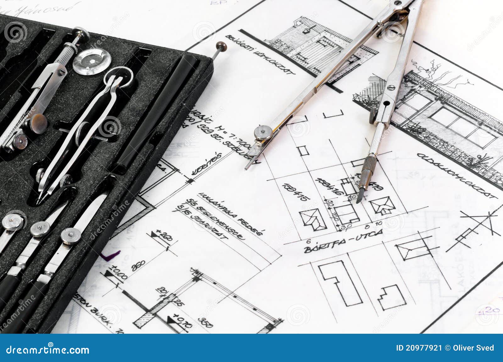 Tools of an architect stock image. Image of blue, business - 20977921