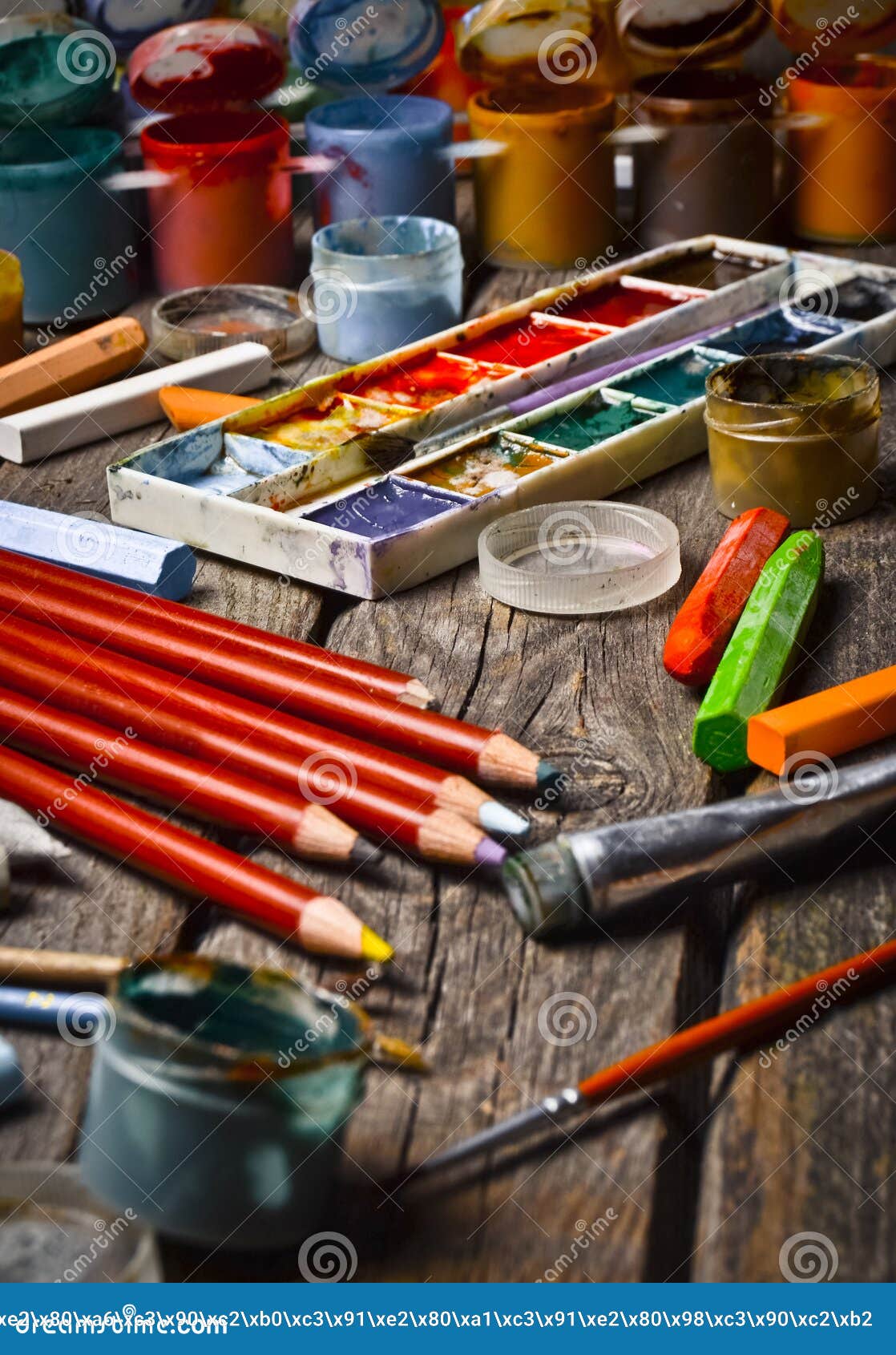 Objects For Drawing And Painting, Crayons, Tempera, Crayons, Compass ...