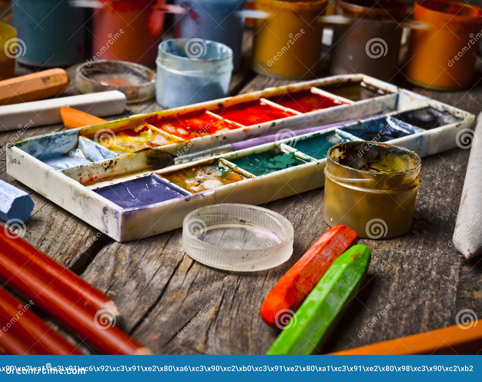 Objects For Drawing And Painting, Crayons, Tempera, Crayons, Compass ...