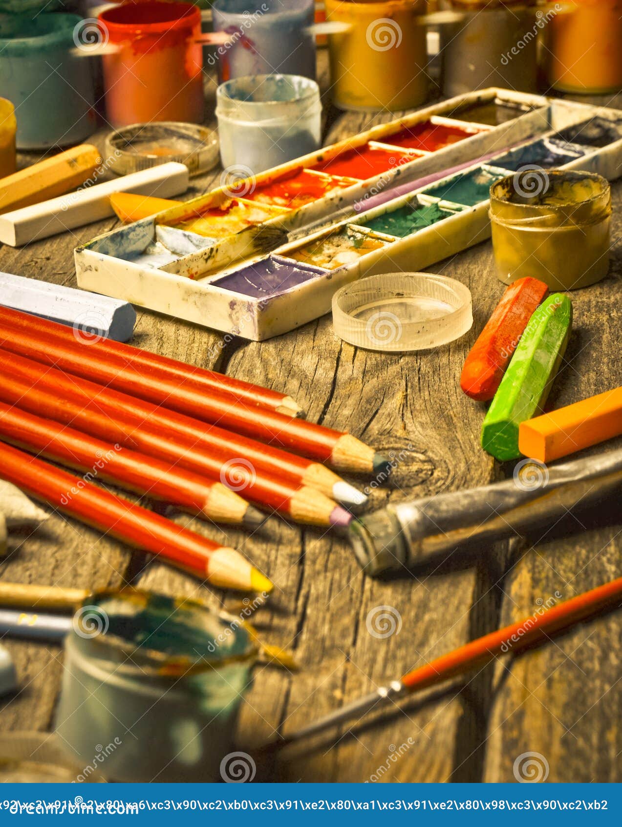 Tools for the Artist. Inspiration To Create. Objects for Drawing Stock ...