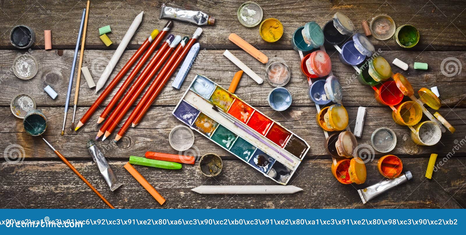 Objects For Drawing And Painting, Crayons, Tempera, Crayons, Compass ...