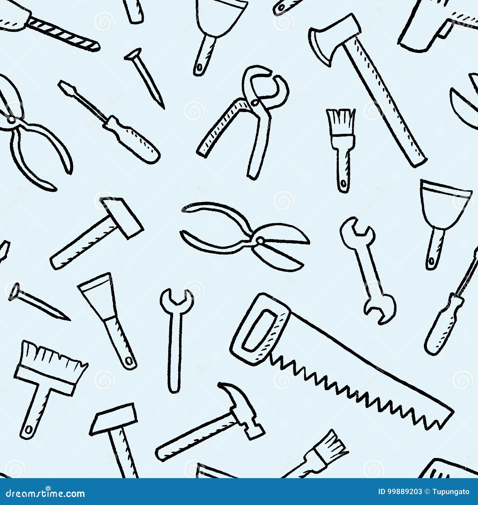 Tools doodle texture stock vector. Illustration of pincers - 99889203
