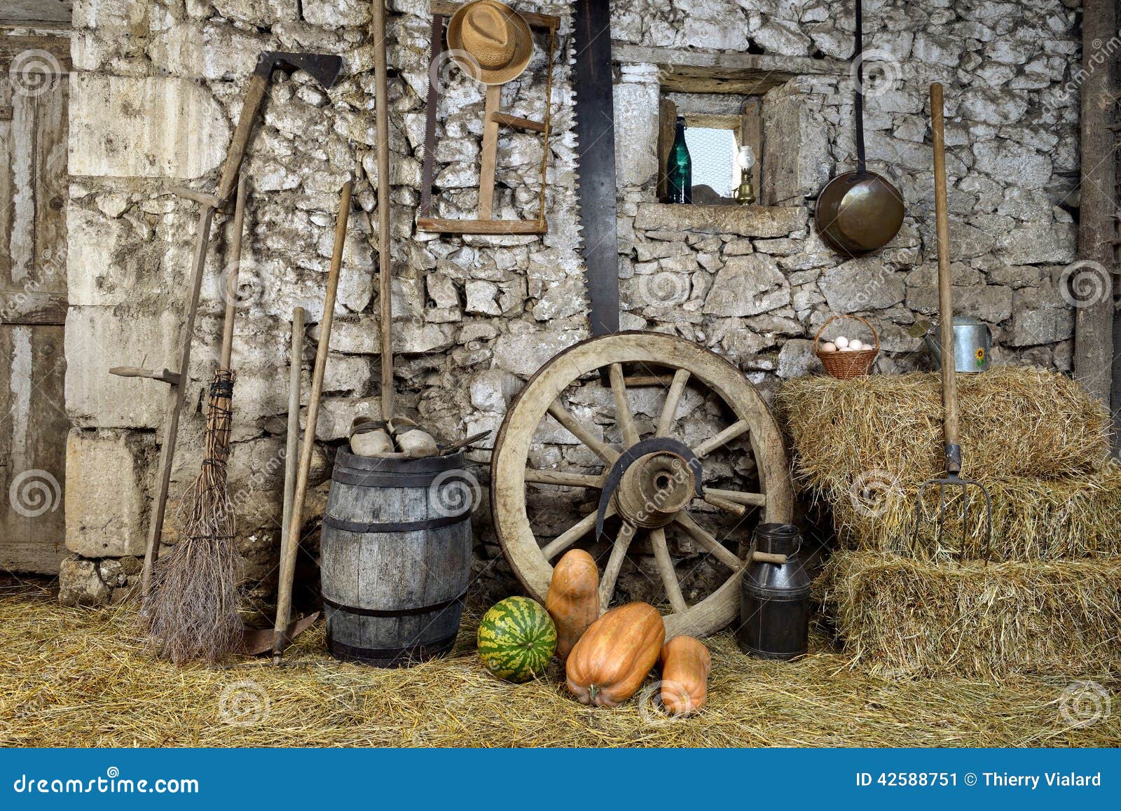 Tools barn three stock image. Image of straw, pitchfork - 42588751