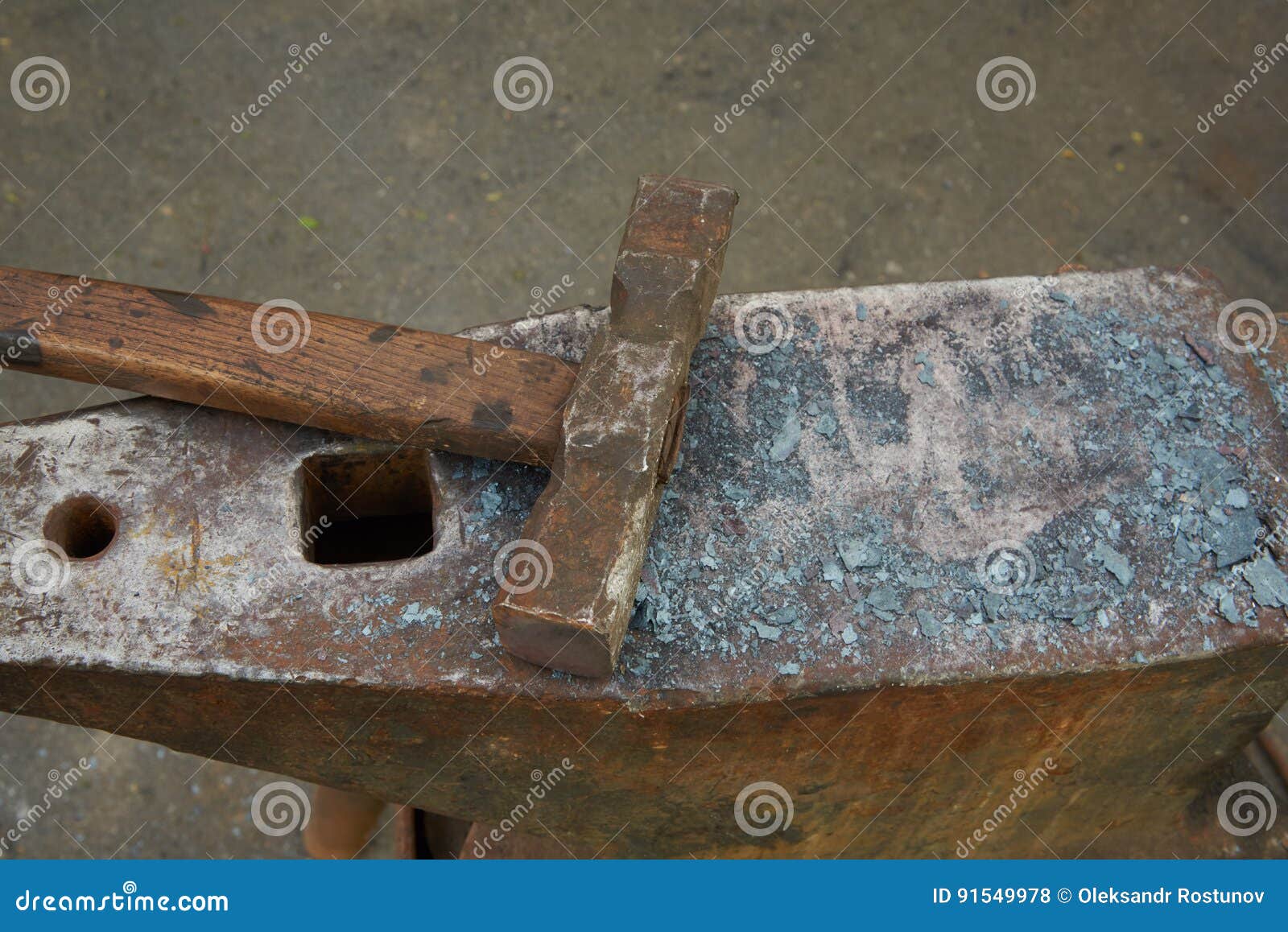 Tools of the Blacksmith are an Anvil and a Hammer Stock Photo - Image ...