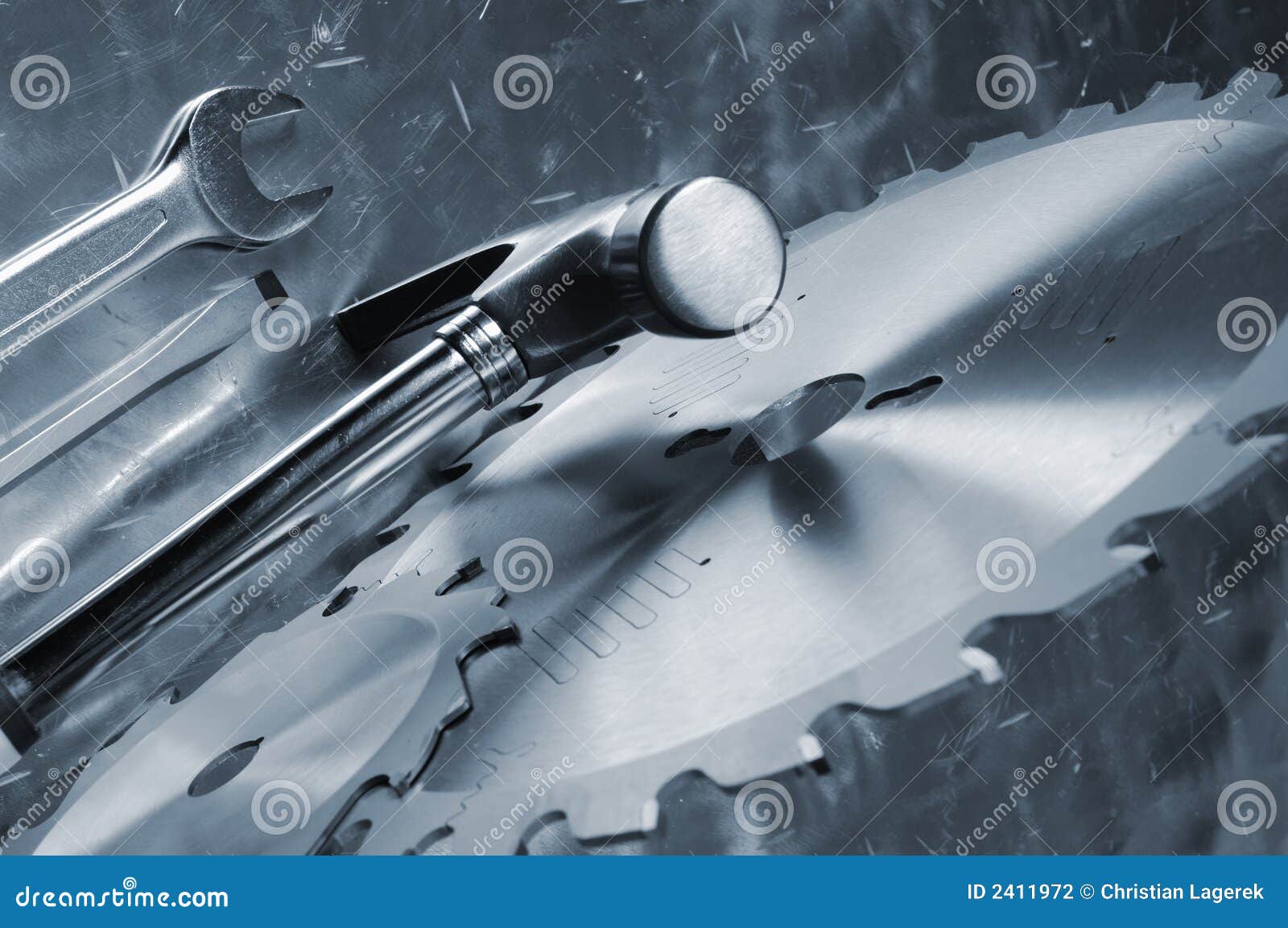 Tools in blue concept stock photo. Image of still, metal - 2411972