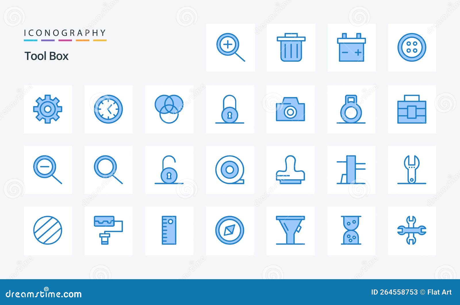 25 Tools Blue icon pack stock vector. Illustration of press - 264558753