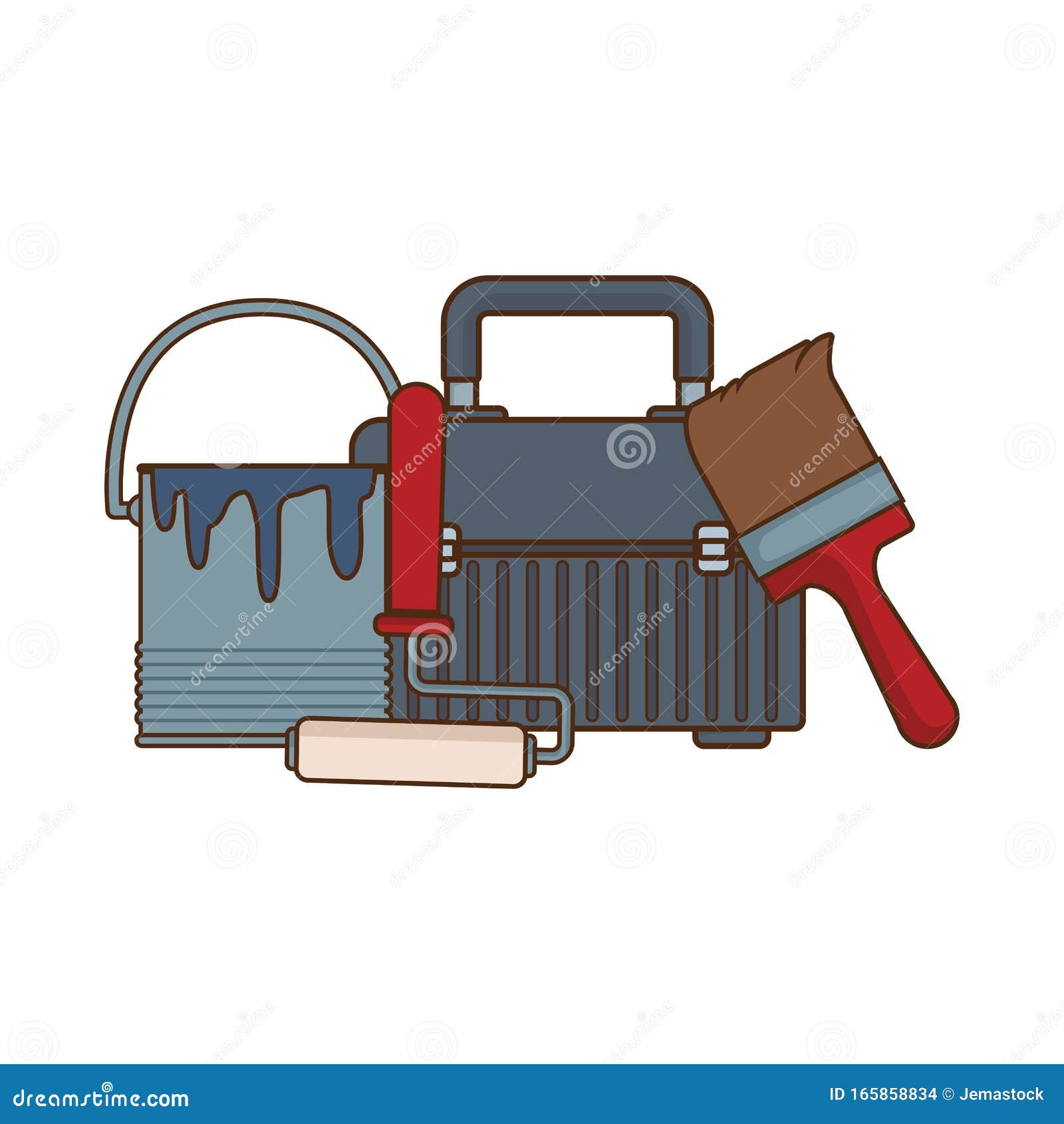 Tools Box with Paint Bucket and Tools Stock Vector - Illustration of ...