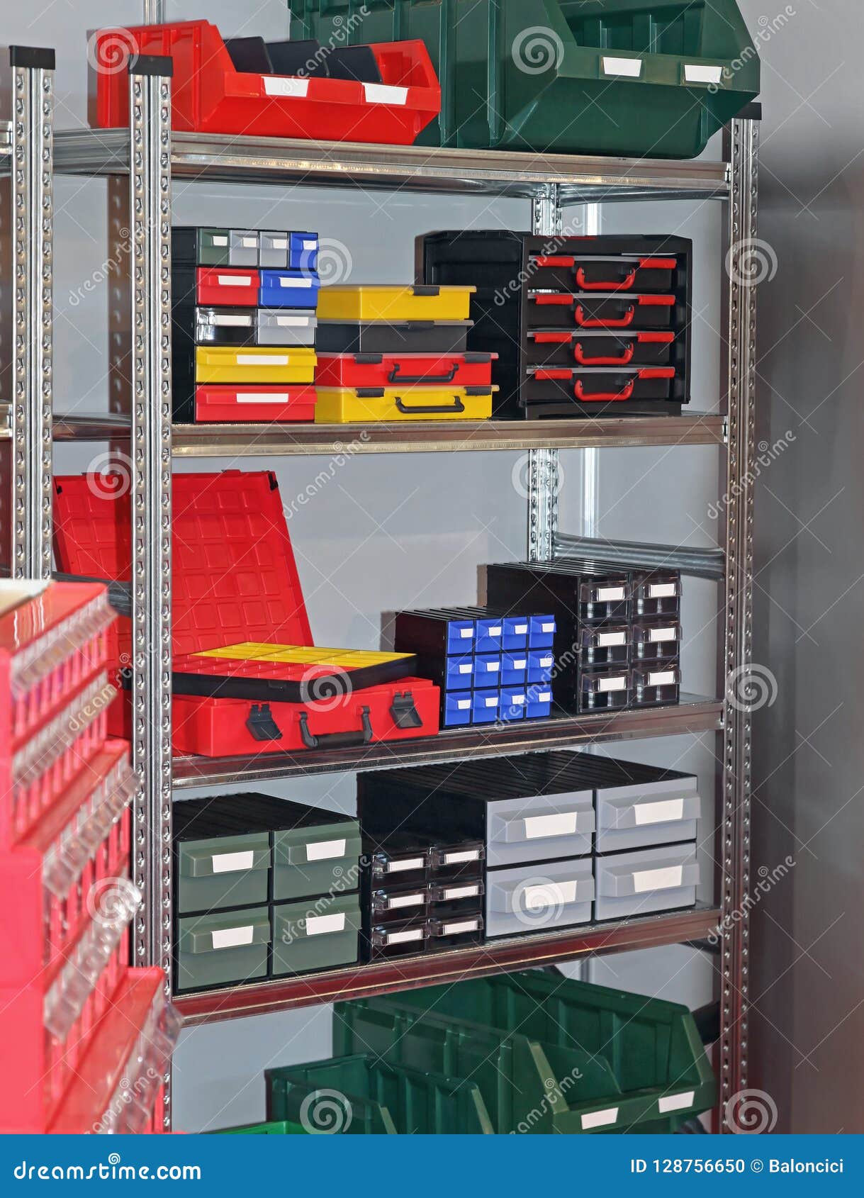 Tools Boxes Storage Room stock photo. Image of racking - 128756650