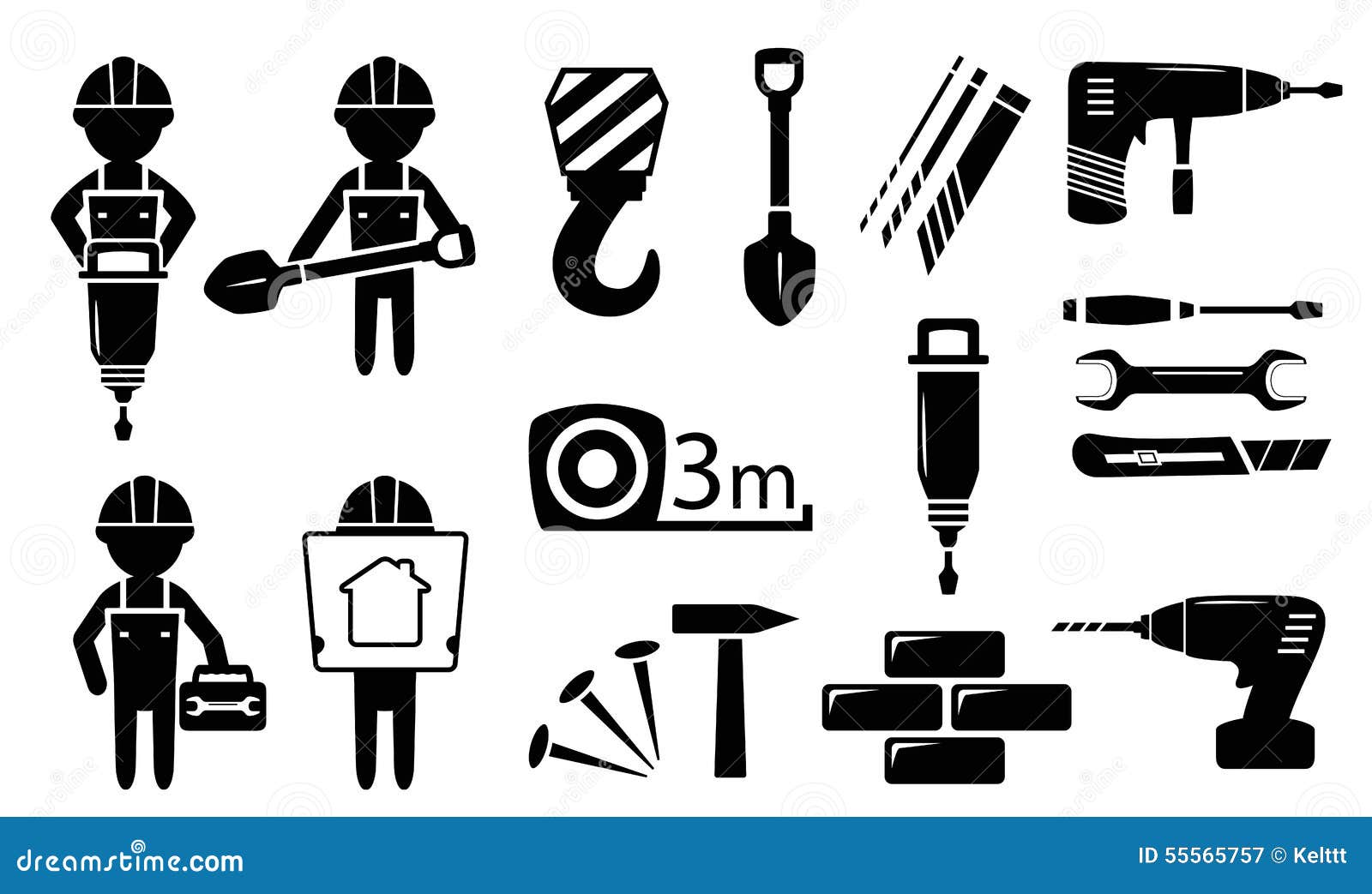 Tools and builders set stock illustration. Illustration of knife - 55565757