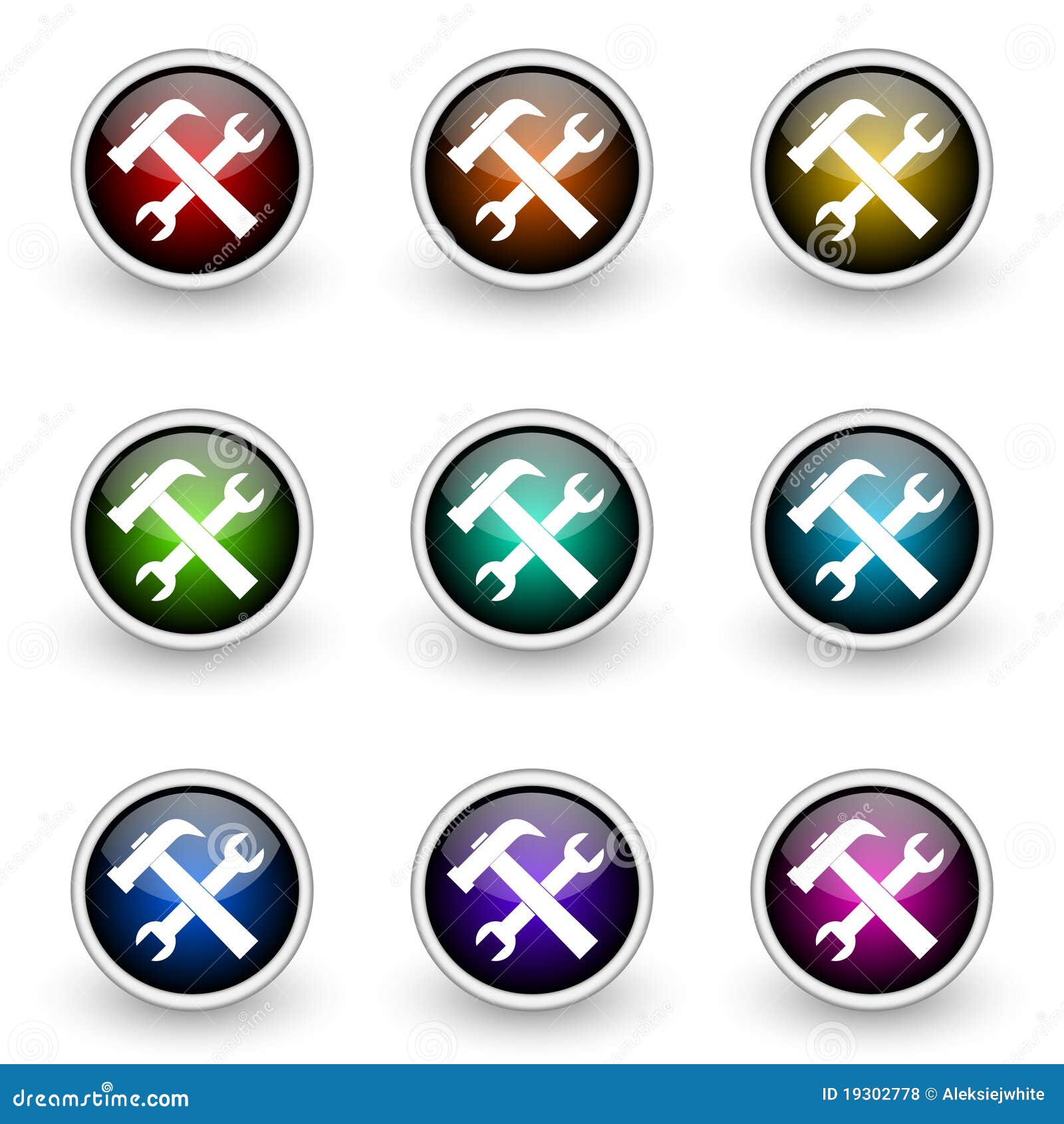 Tools button set stock illustration. Illustration of advertising - 19302778