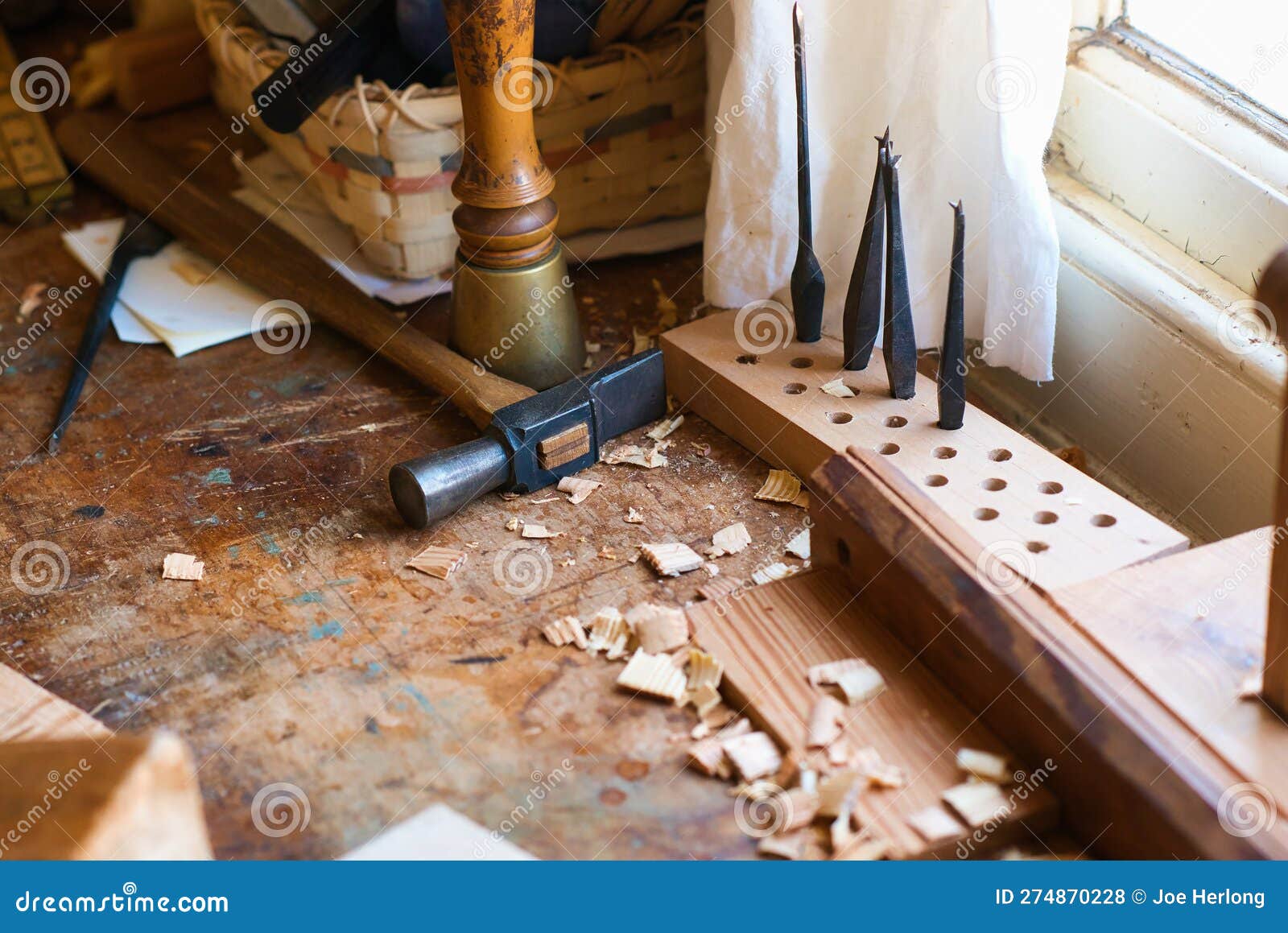 Tools on a Cabinet Makers Workbench. Stock Photo - Image of close, room ...