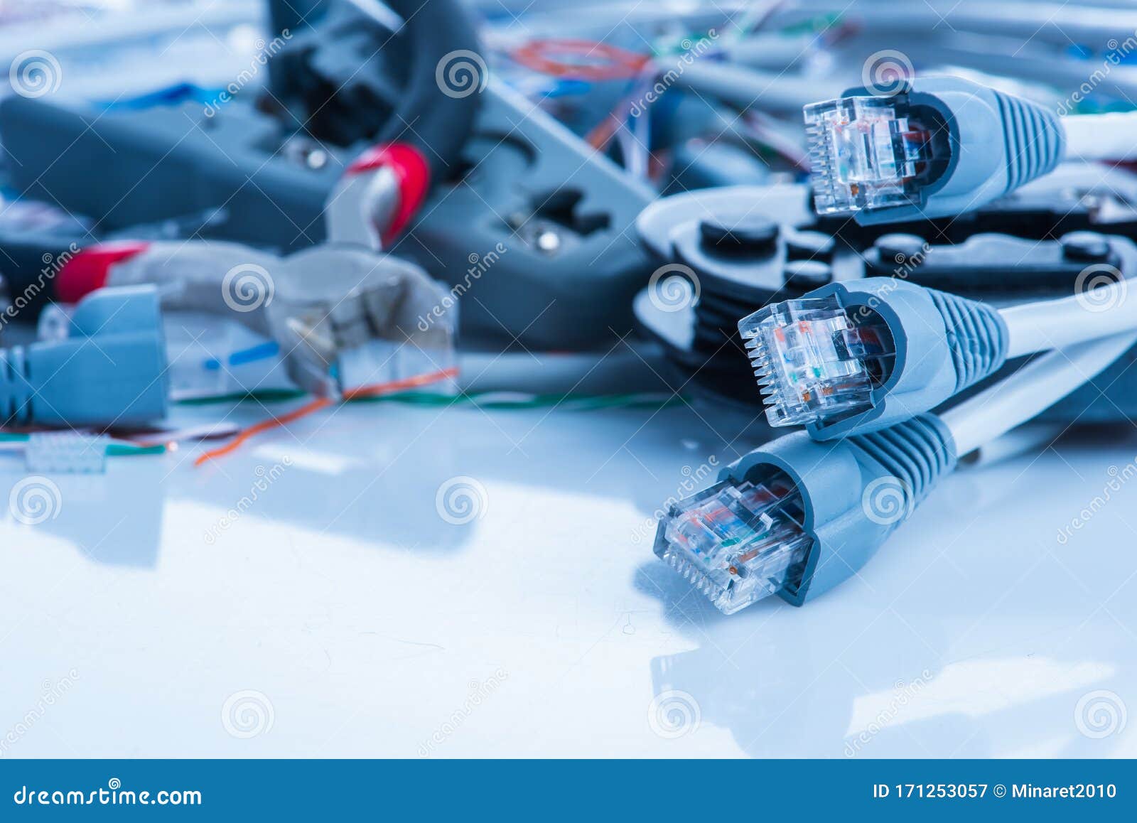Tools and Cables Used in Service of Network Ethernet Patch Cord Stock ...