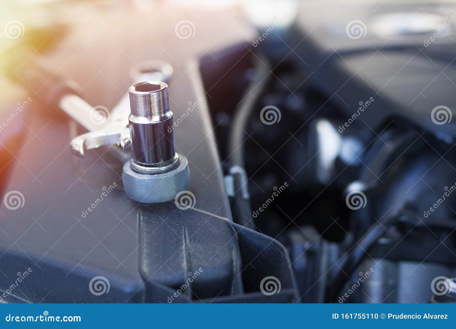 Tools in the car engine stock photo. Image of auto, diesel - 161755110