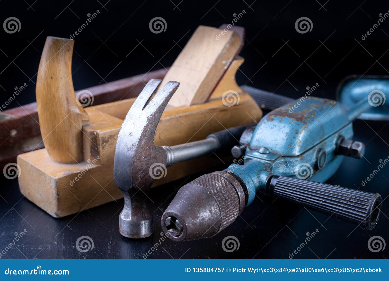 Tools for a Carpenter on a Workshop Table. Accessories for a Production ...
