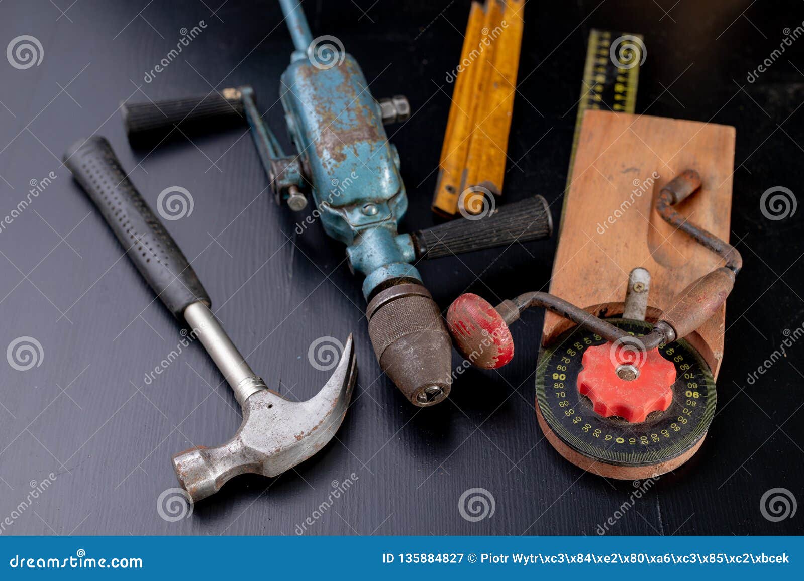 Tools for a Carpenter on a Workshop Table. Accessories for a Production ...