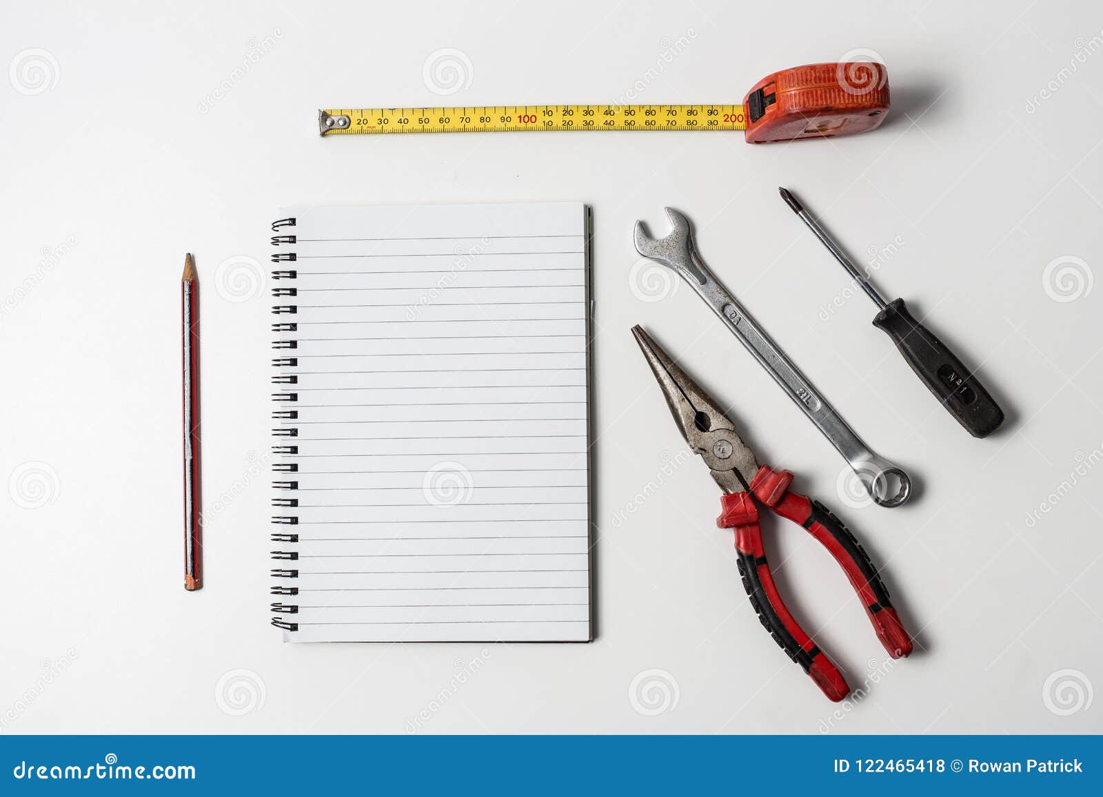Tools check list notepad stock photo. Image of copy - 122465418