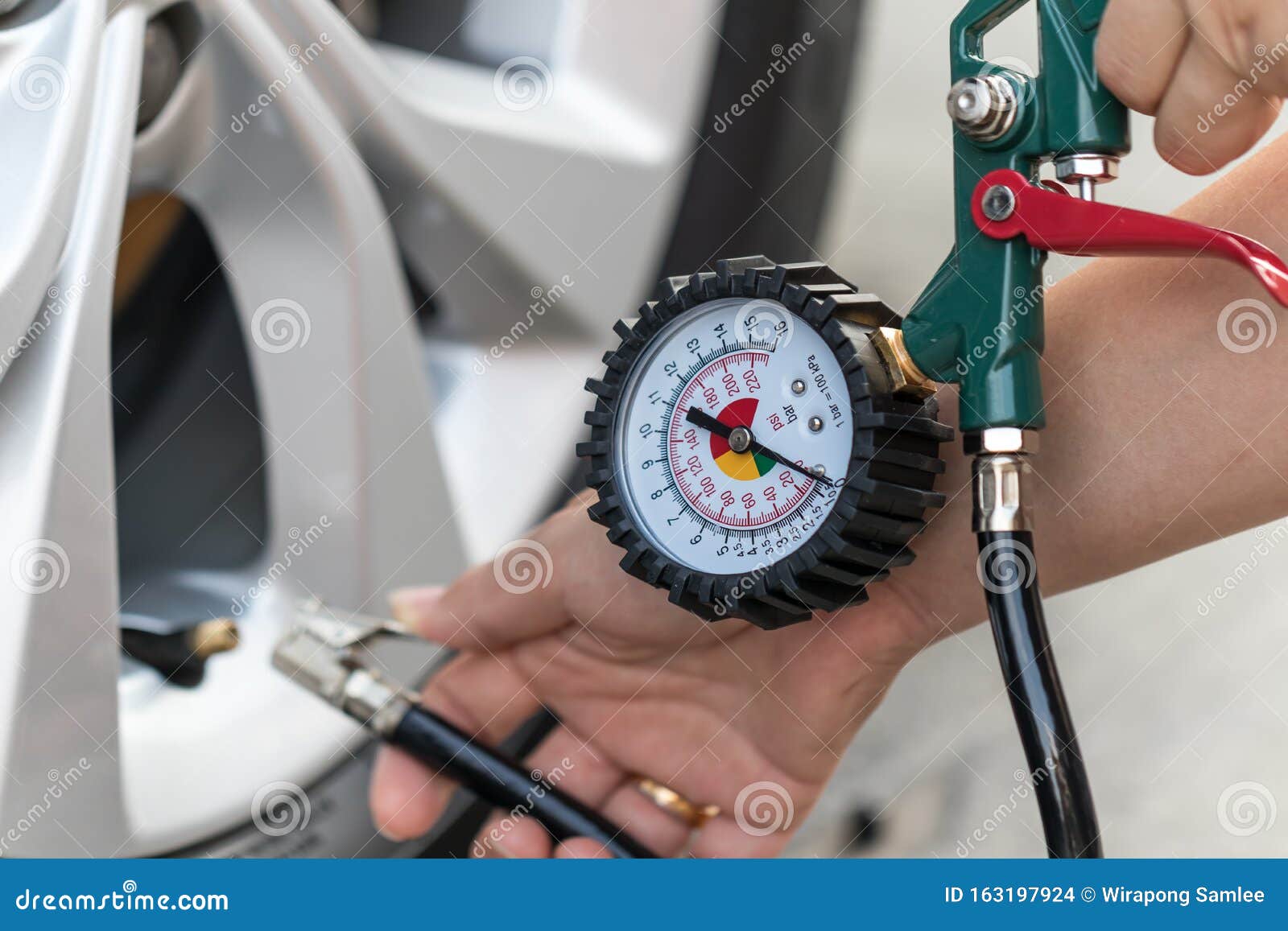 Tools Checking Air Pressure Gauge Stock Photo - Image of automobile ...