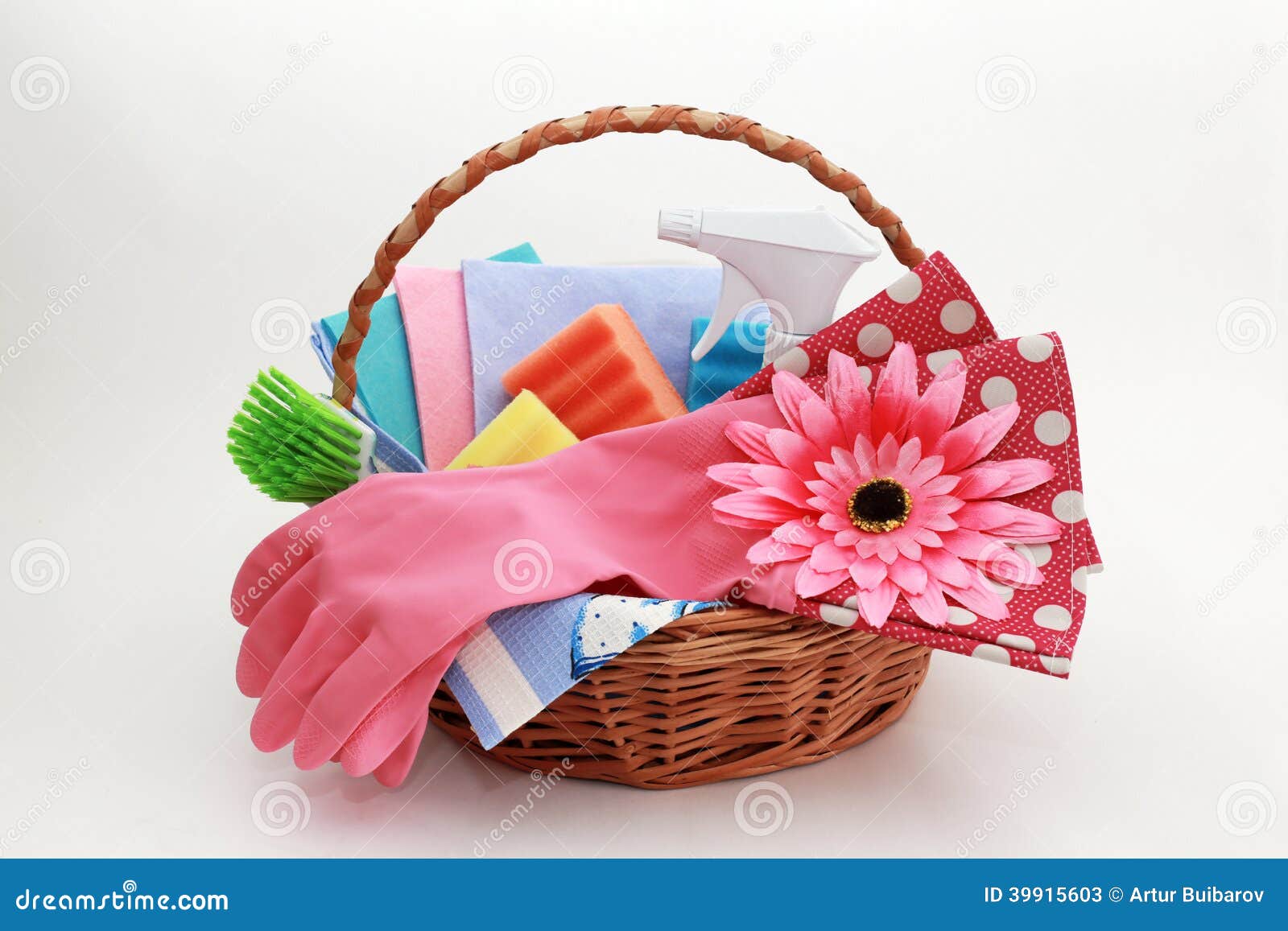 Tools for Cleaning in the Basket Stock Image - Image of clean, napkin ...