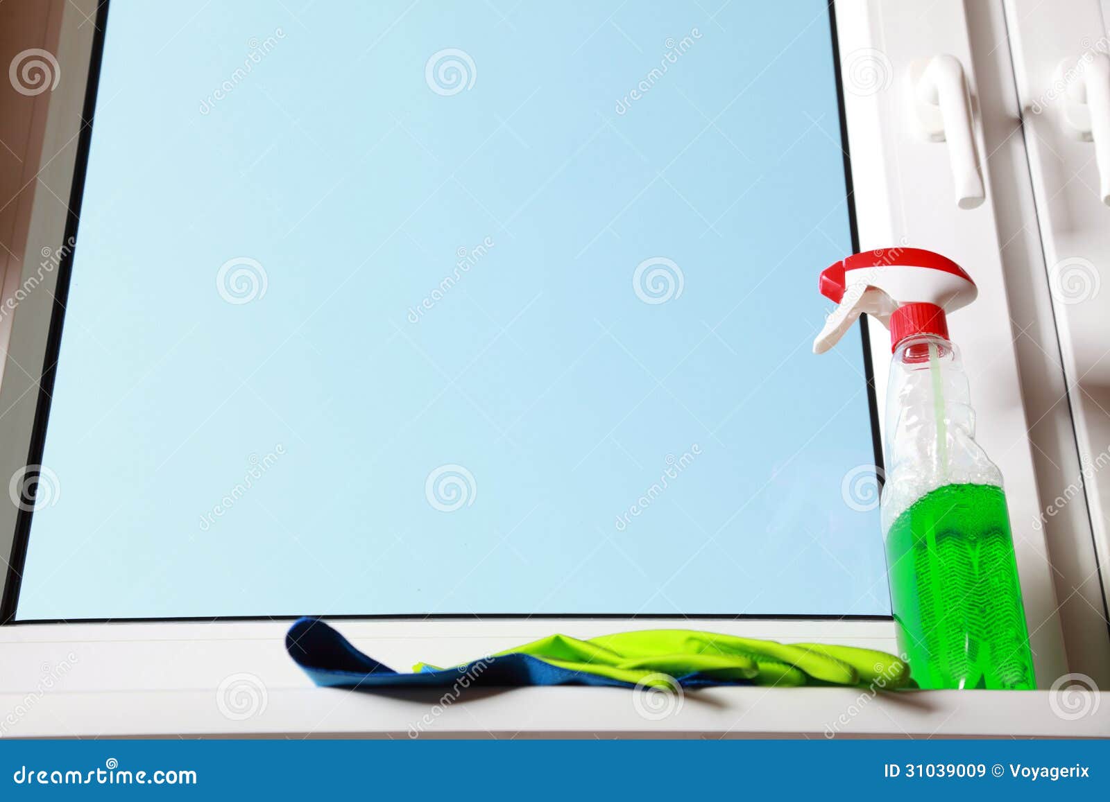 Tools for cleaning windows stock image. Image of green - 31039009