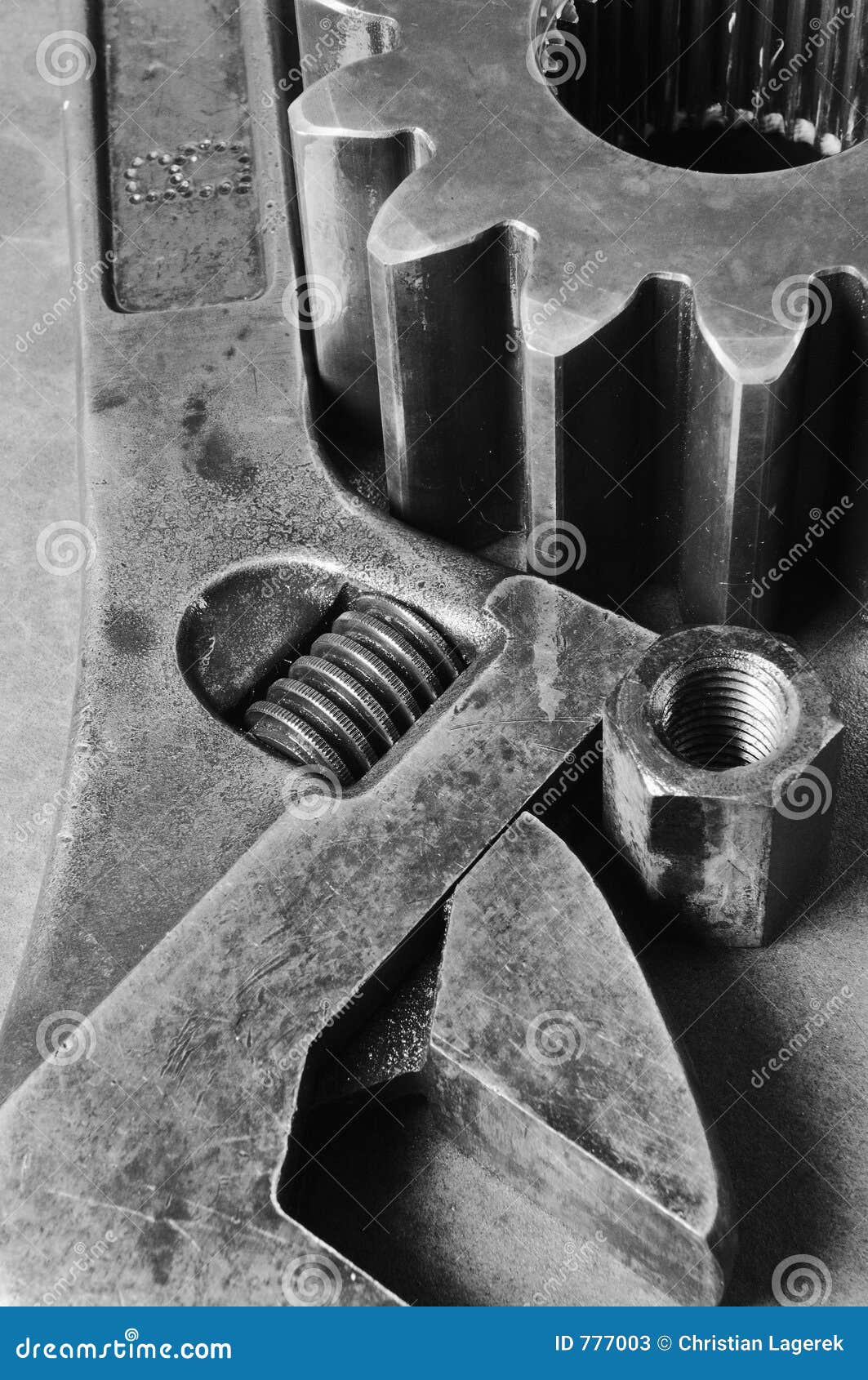 Tools and Cogs in Black/white Stock Image - Image of spanner ...
