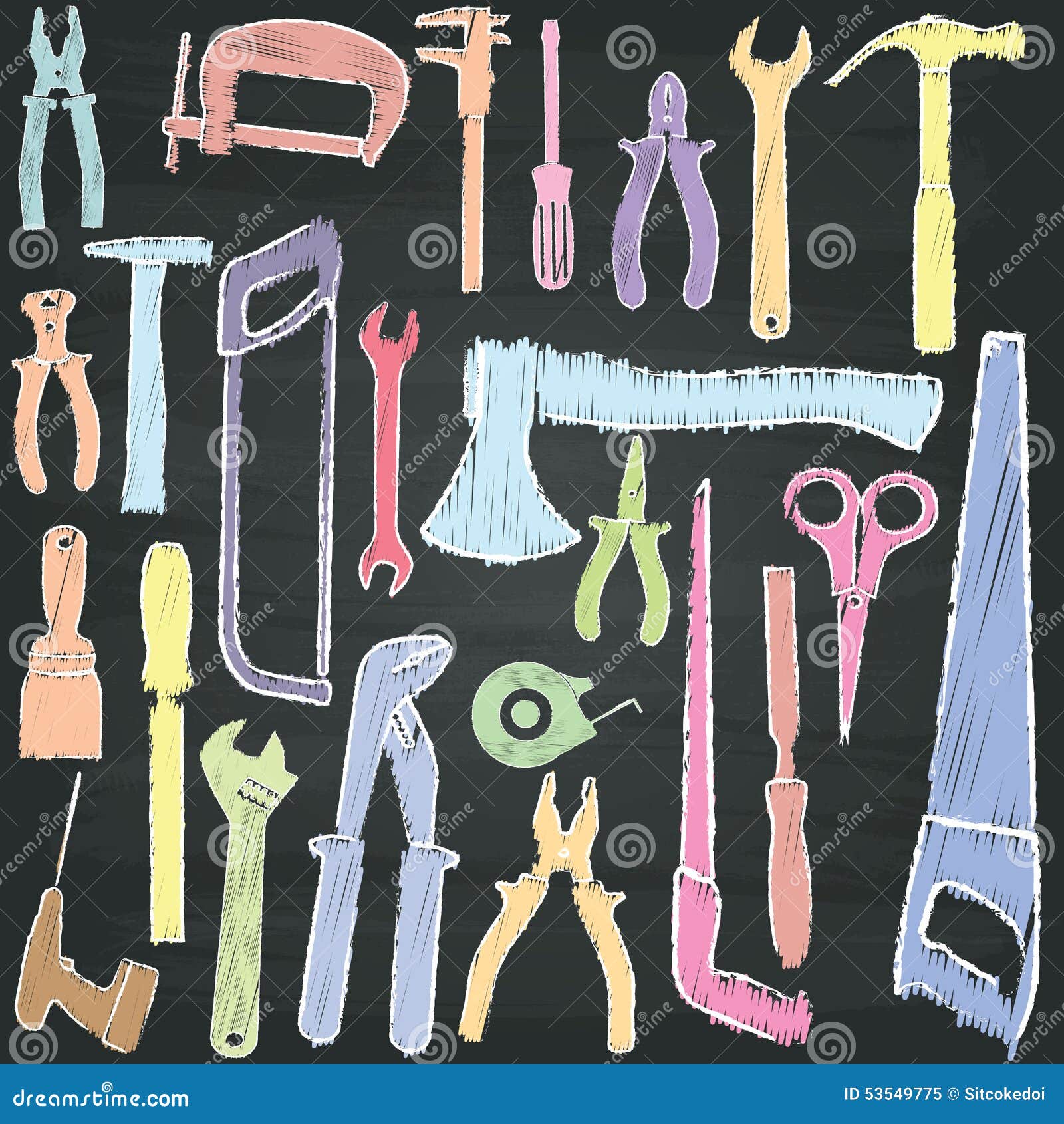 Tools in color stock vector. Illustration of trowel, wheelbarrow - 53549775