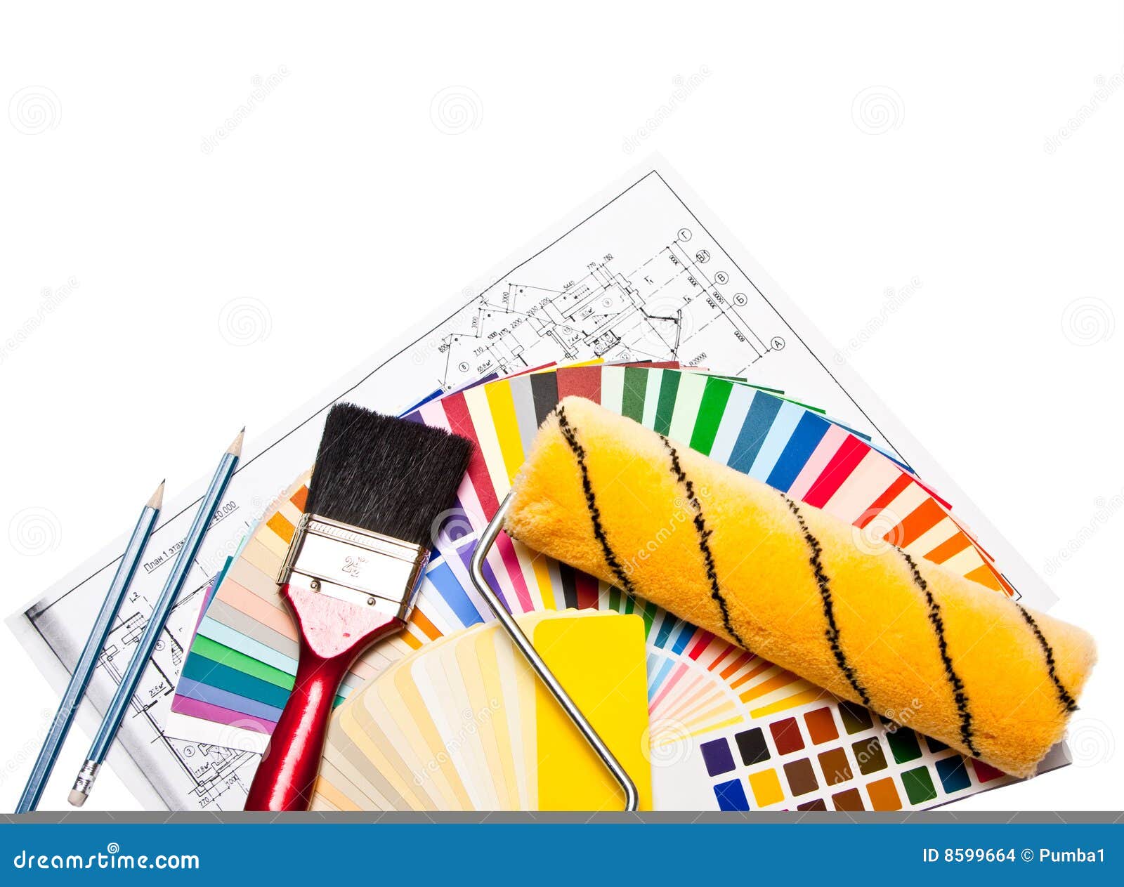 Tools and Color Guide on White Stock Photo - Image of collection ...