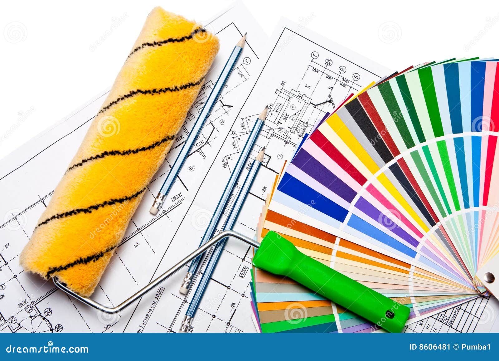 Tools and Color Guide on White Stock Image - Image of makeover, painter ...