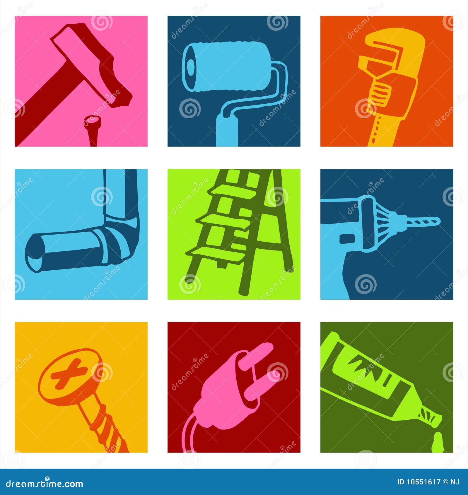 Tools color icons 1 stock vector. Illustration of paint - 10551617